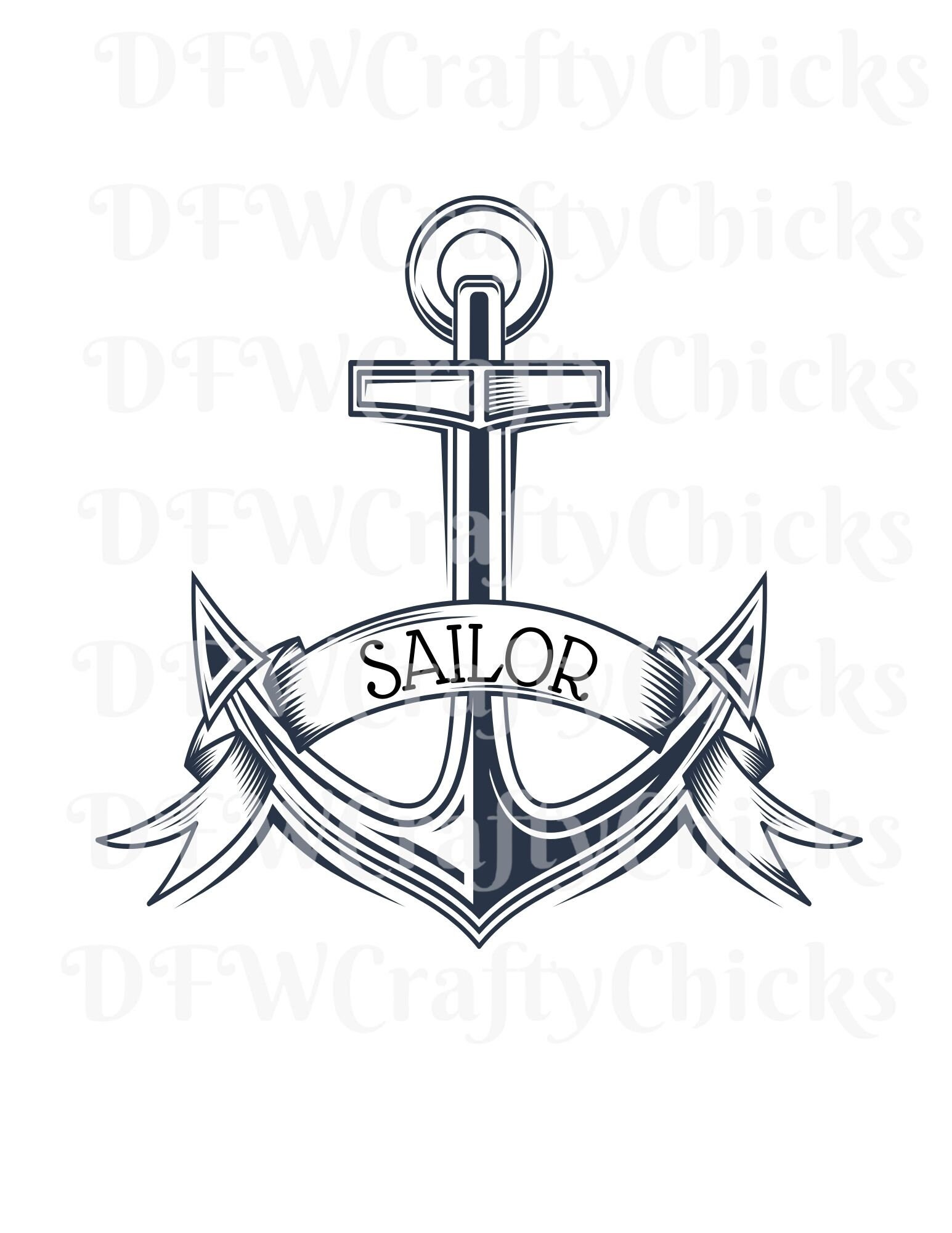 Anchor With Sailor Banner Sailor Banner Anchor Svg Sailor - Etsy
