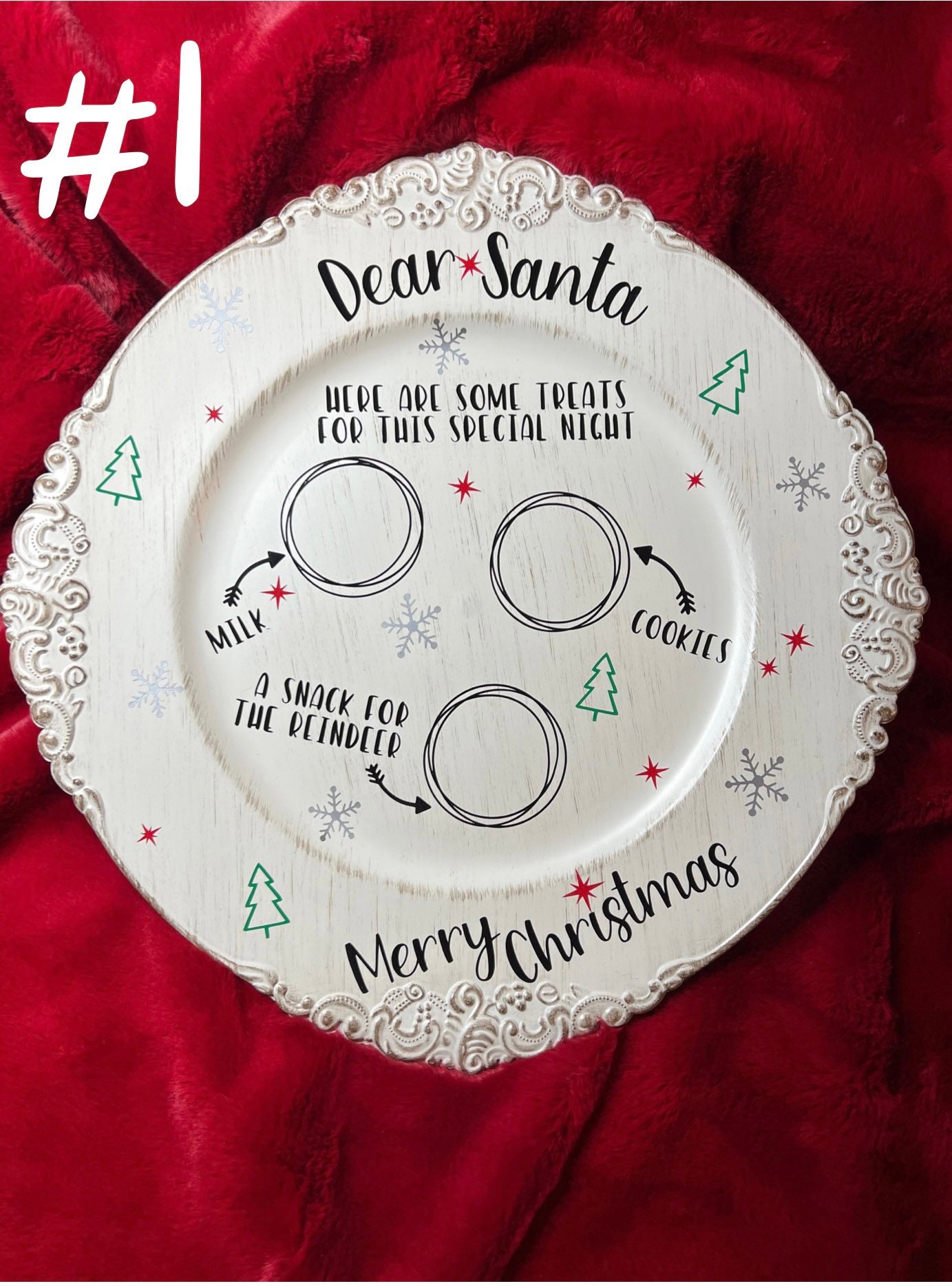 Santa Christmas Plate Santa Treat Plate Reindeer Treat | Etsy