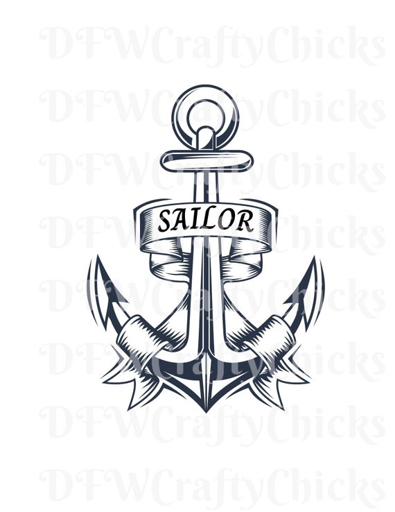 Anchor With Sailor Banner Sailor Banner Anchor Svg Sailor | Etsy