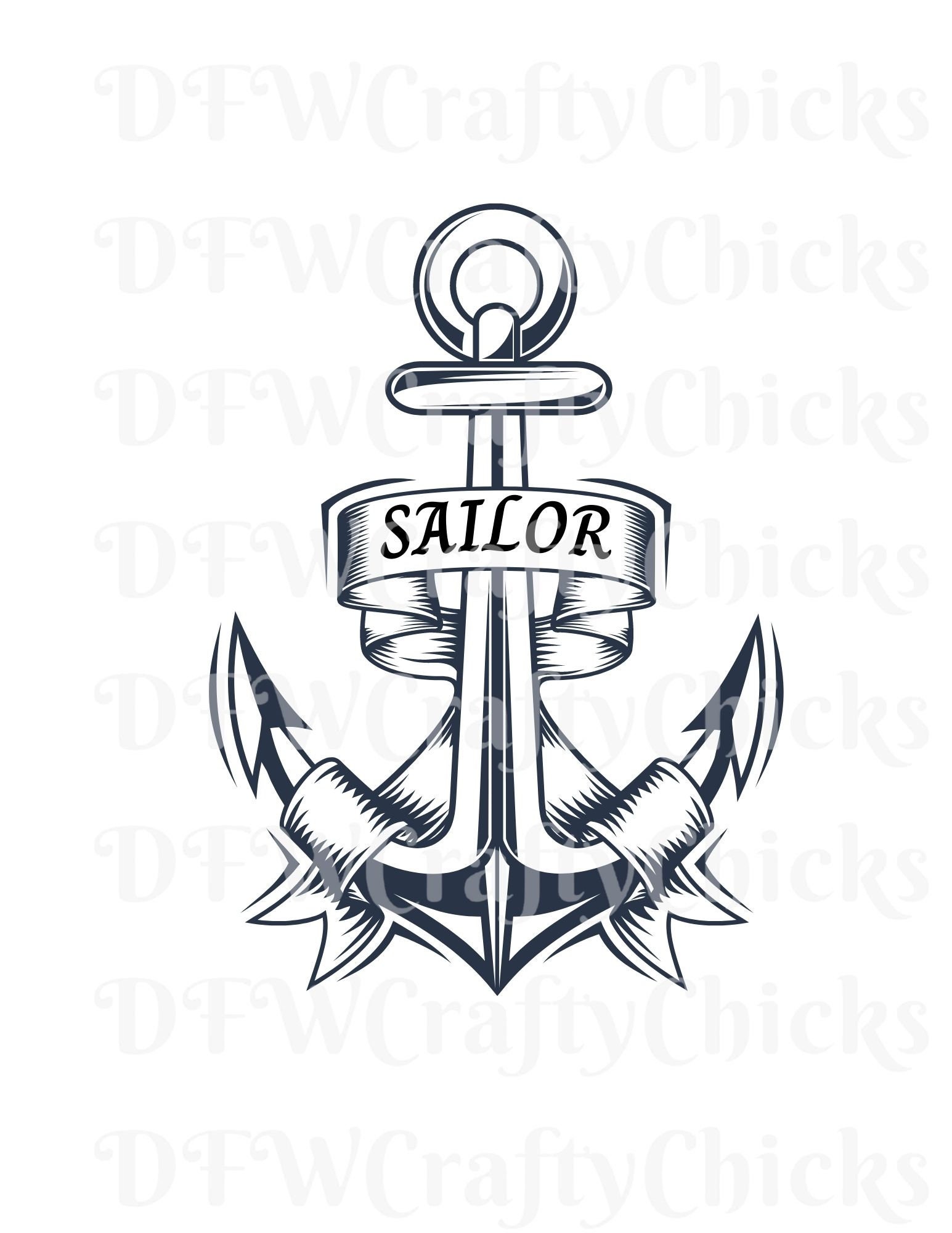 Anchor With Sailor Banner Sailor Banner Anchor Svg Sailor | Etsy