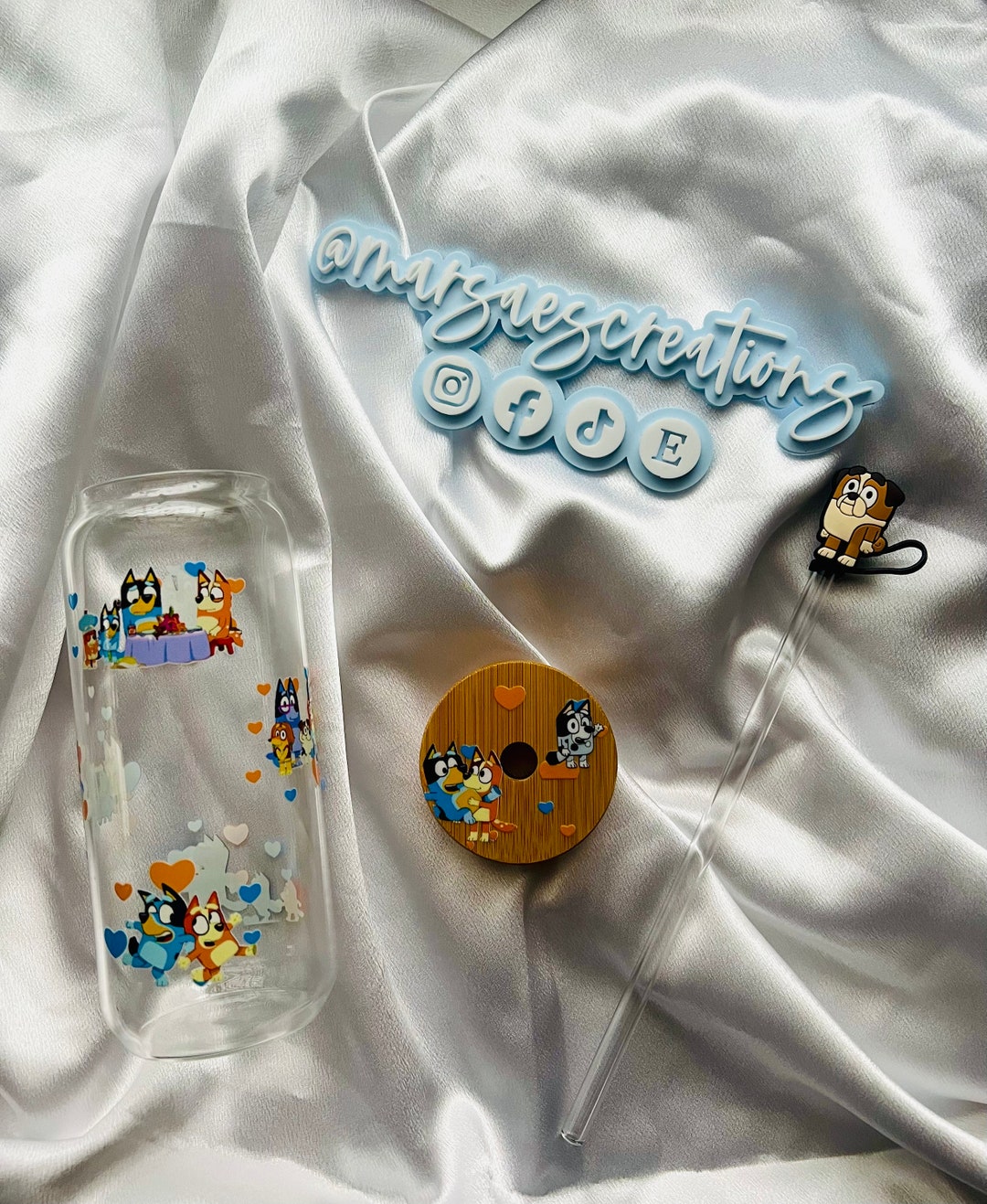 Bluey Glass Cup Reusable Coffee Tea Cup Hot and Cold Drink Gift Ideas ...