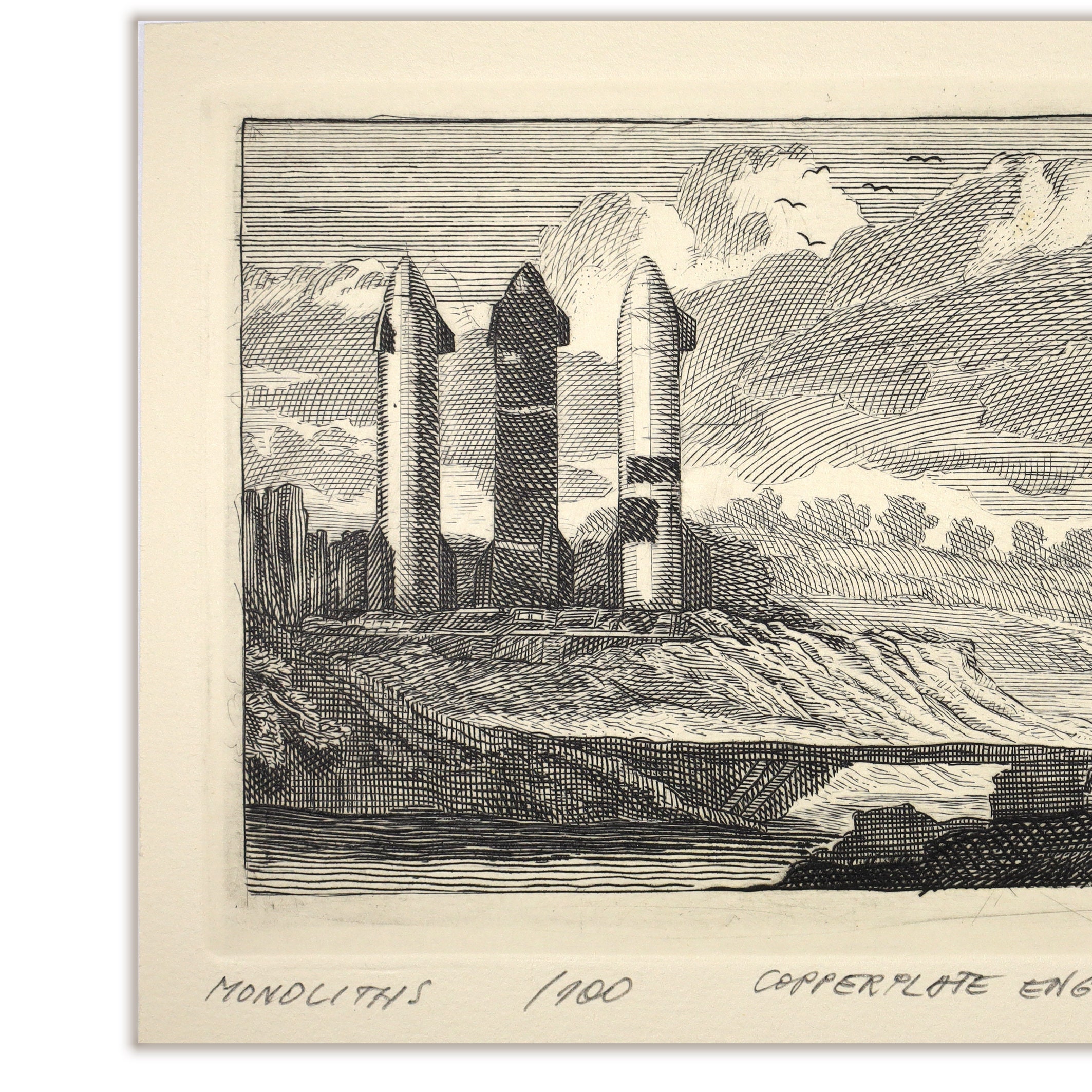Monoliths (starships) - Original Hand-engraved Copperplate Engraving ...
