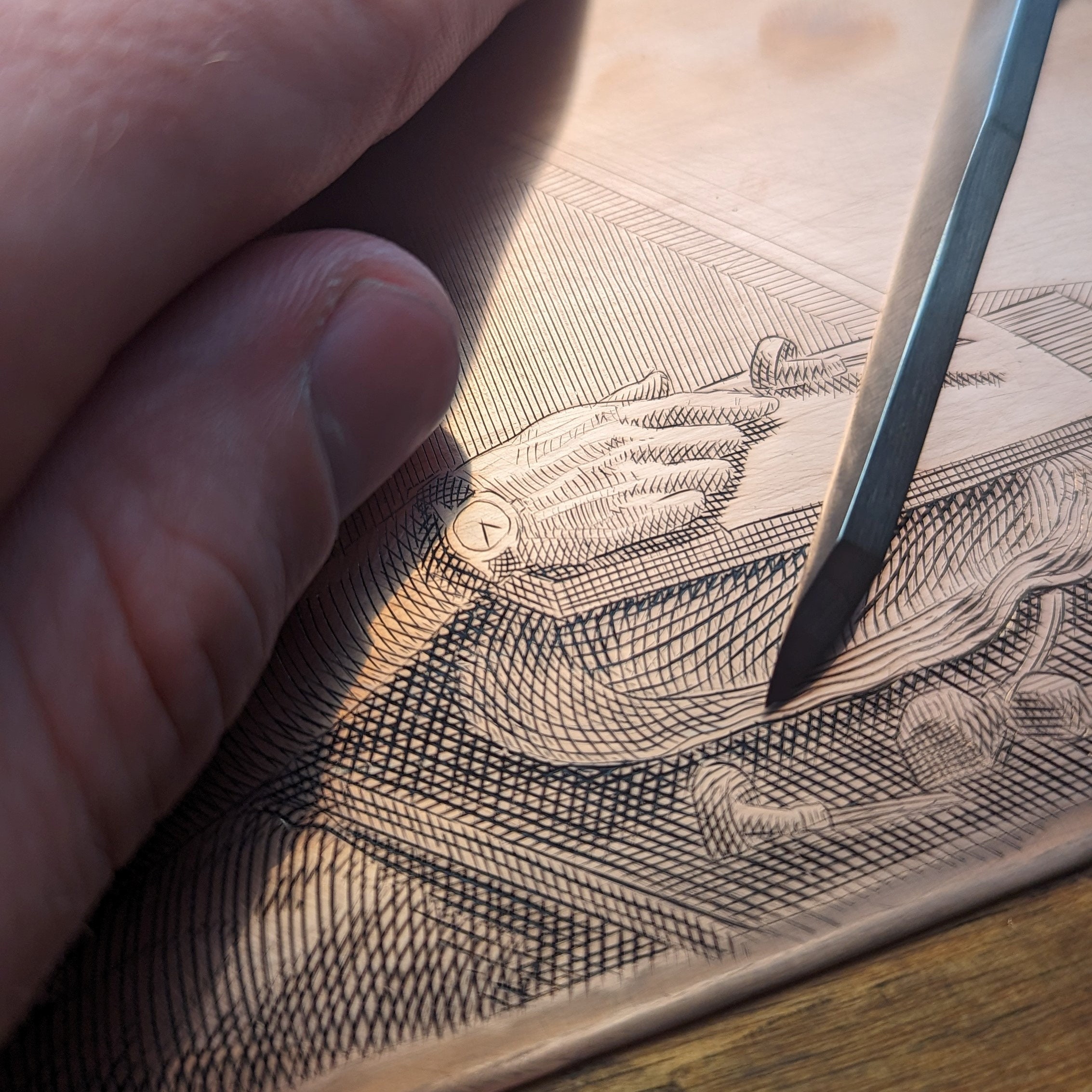 Work in Dark - Original Hand-engraved Copperplate Engraving, Linocut ...