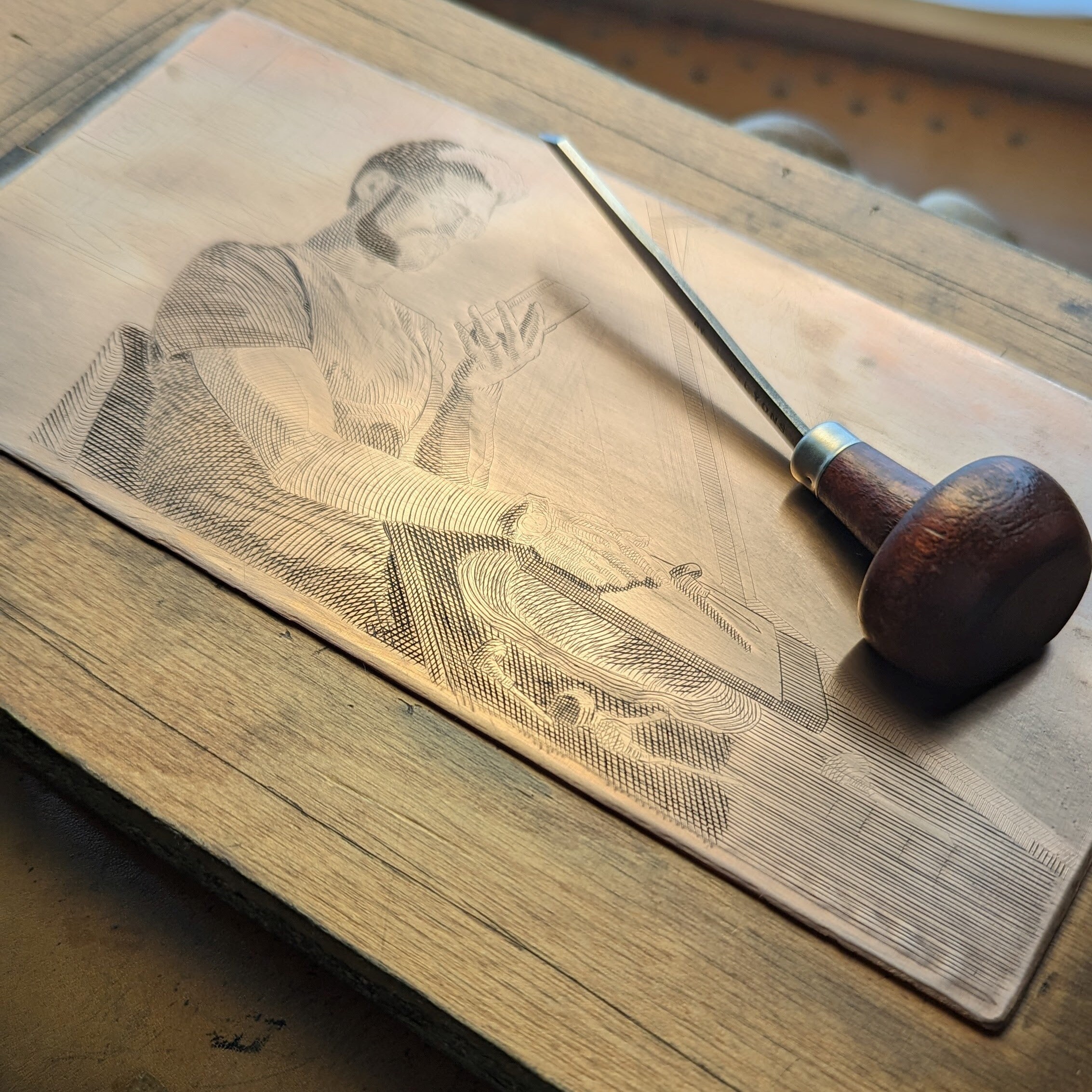 Work in Dark - Original Hand-engraved Copperplate Engraving, Linocut ...