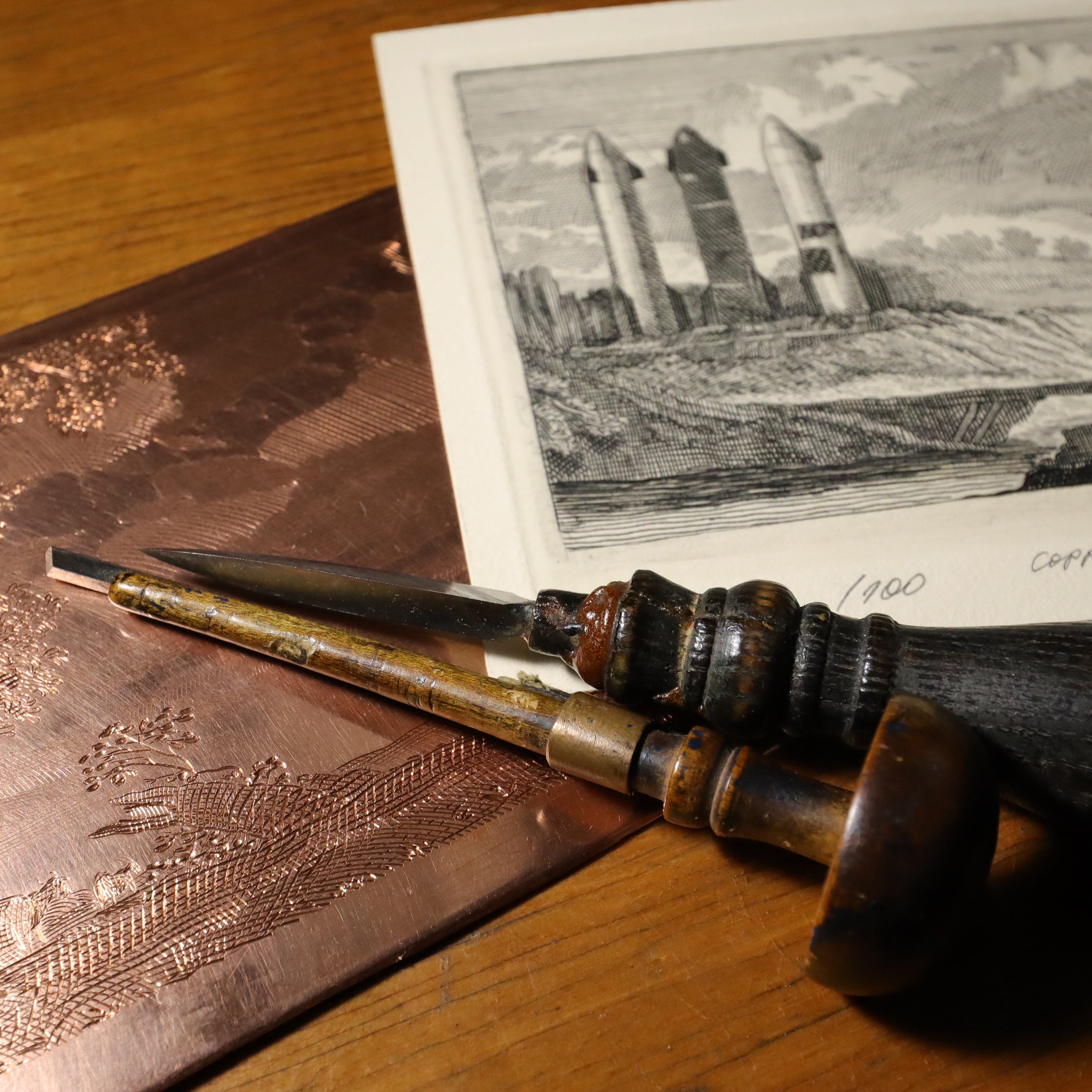 Monoliths (starships) - Original Hand-engraved Copperplate Engraving ...