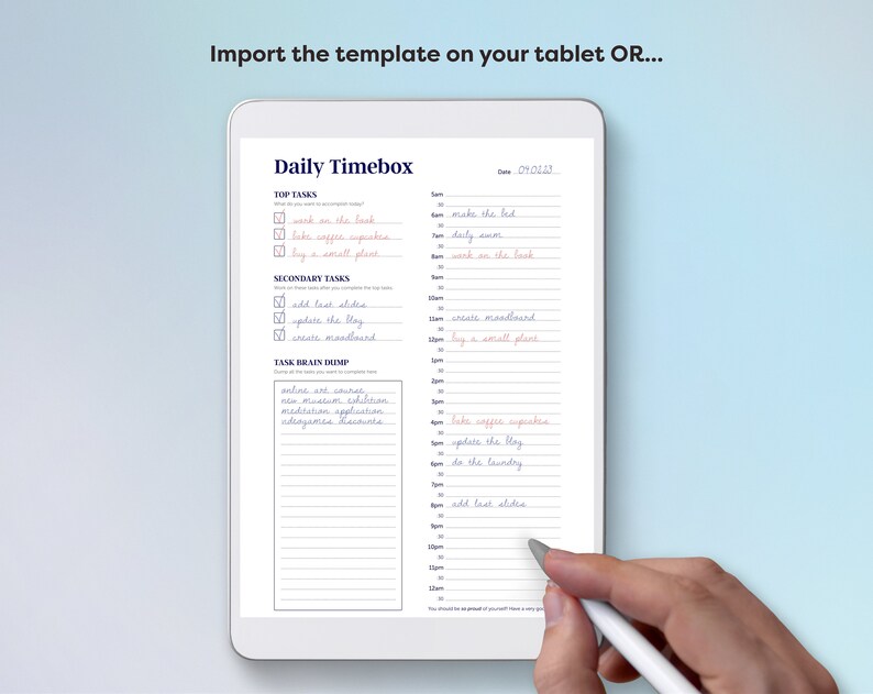 Timebox Daily Planner Printable Planner Ipad Planner Time - Etsy