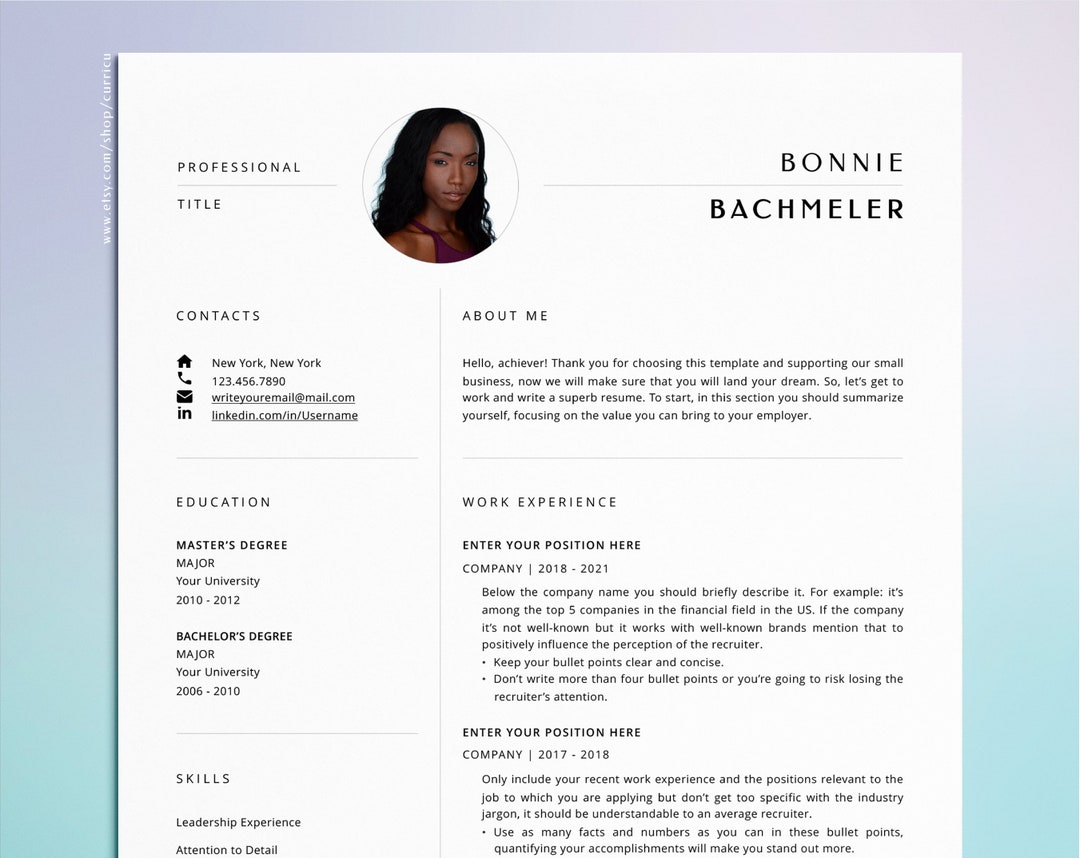 Minimalist Resume Template Word Professional Resume Cv Template ...