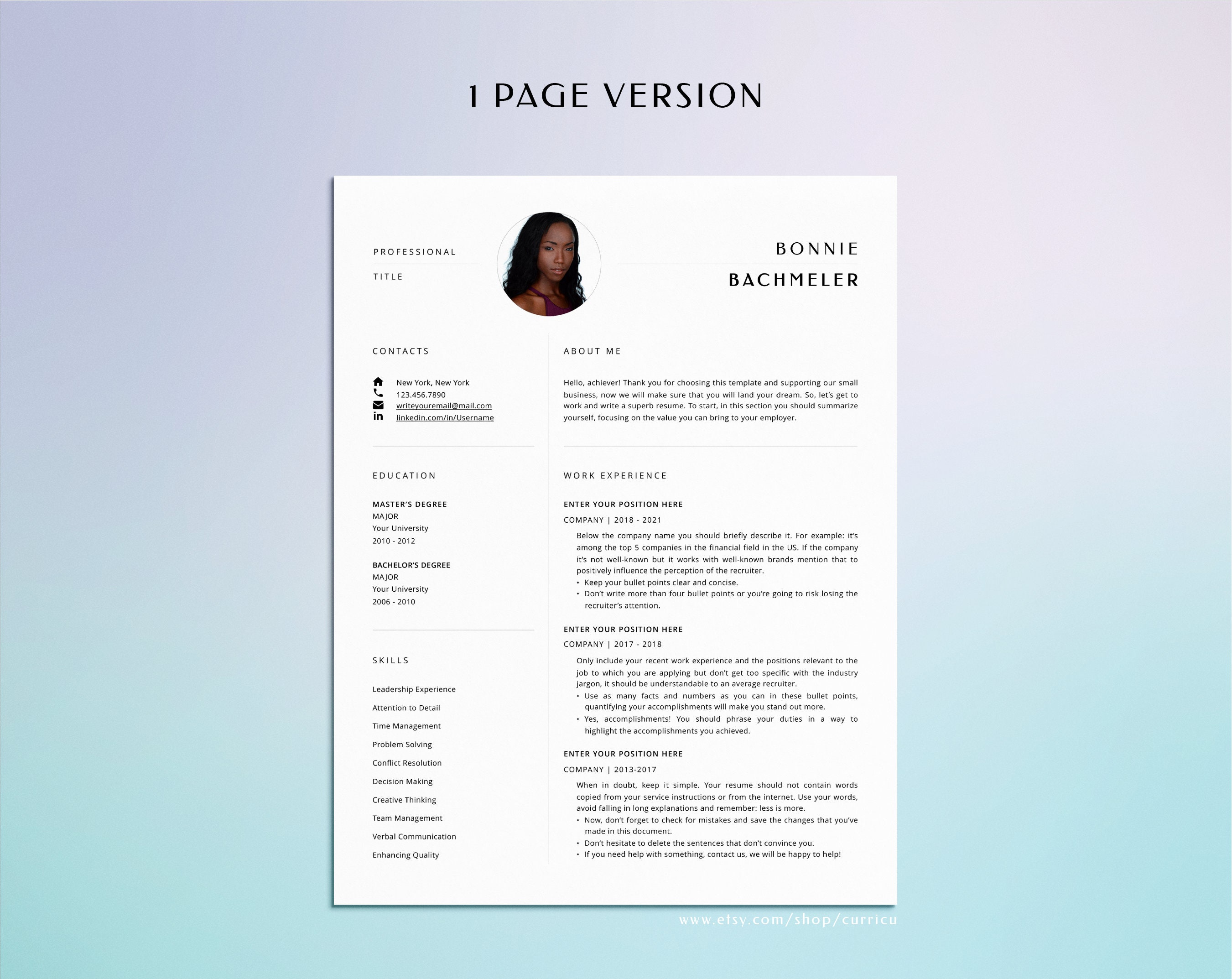 Minimalist Resume Template Word Professional Resume Cv Template ...