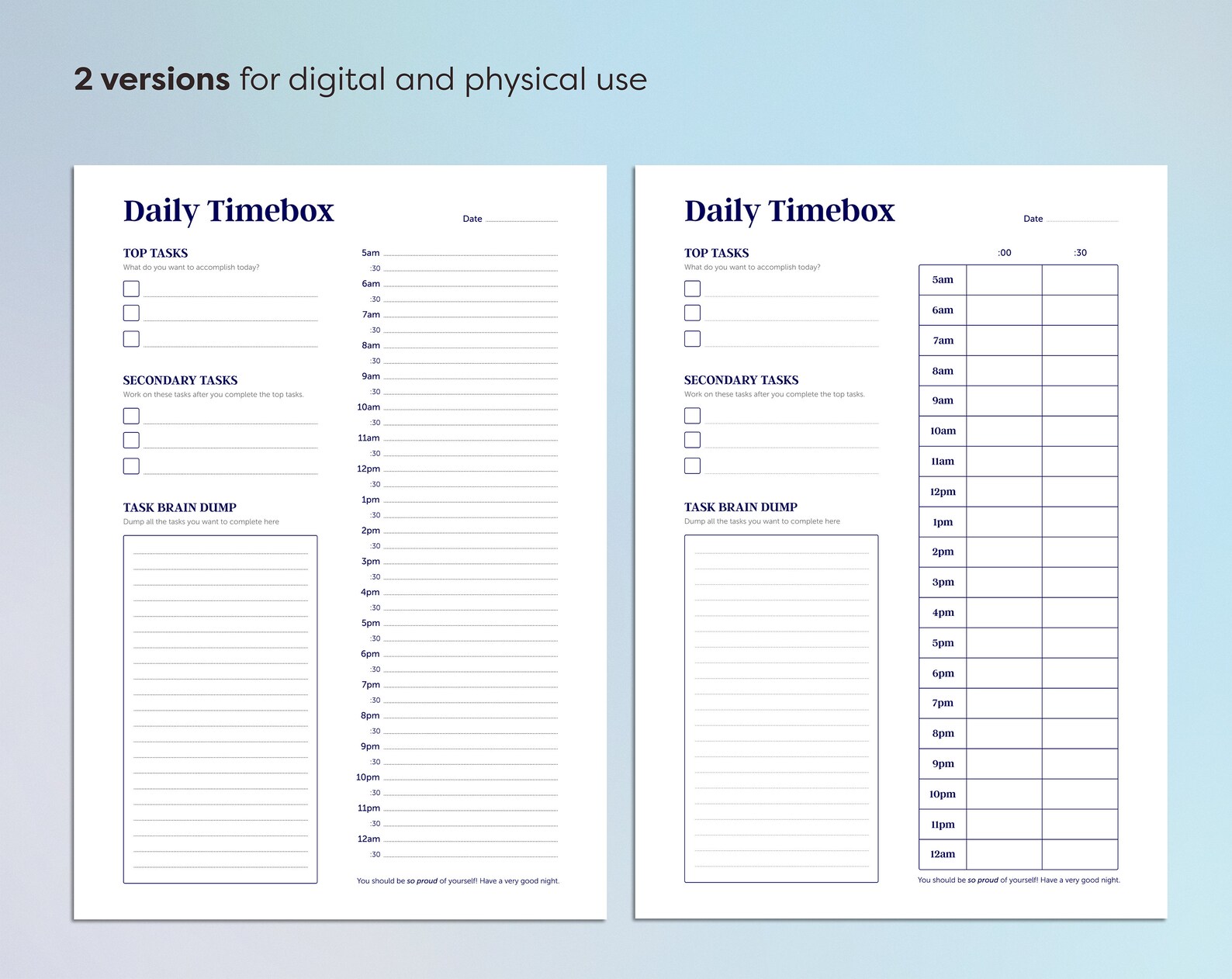 Timebox Daily Planner Printable Planner iPad Planner Time Block Journal ...