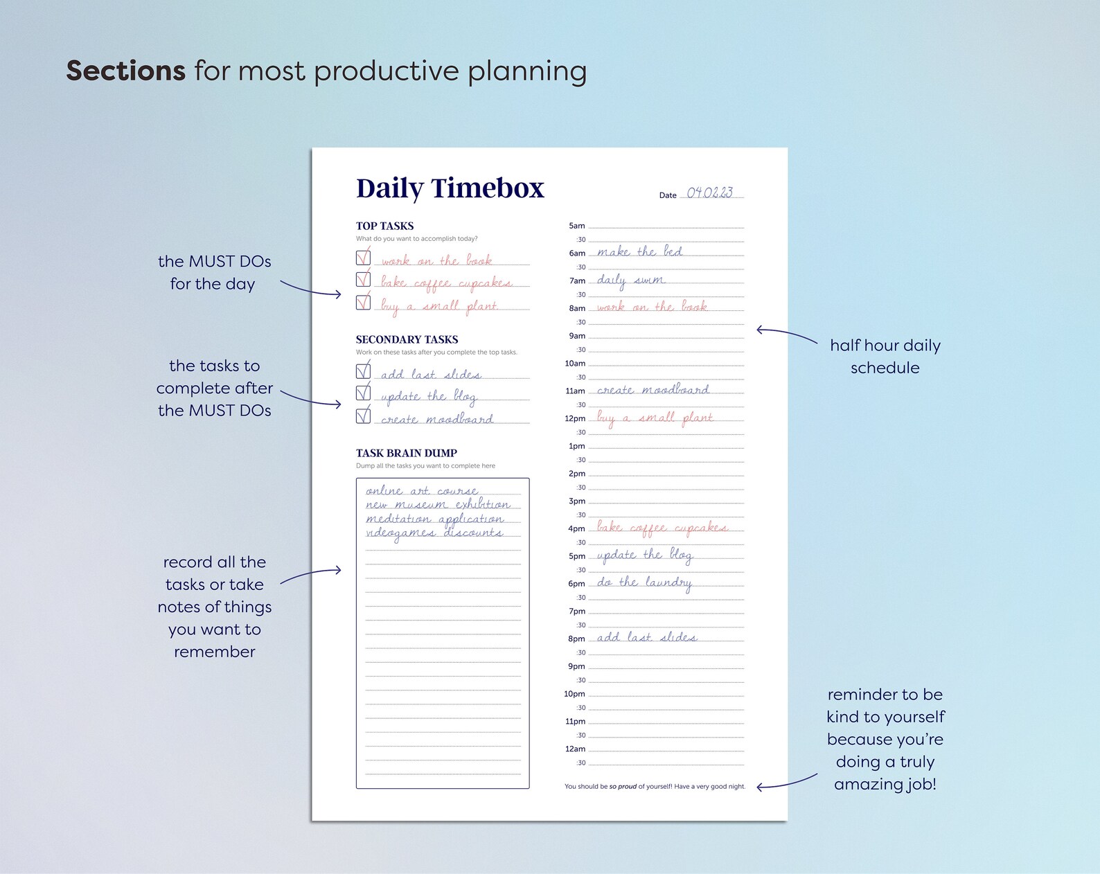 Timebox Daily Planner Printable Planner iPad Planner Time Block Journal ...