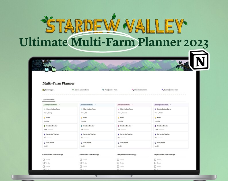 Stardew Valley Multi-farm Notion Planner, Stardew Valley Perfection ...