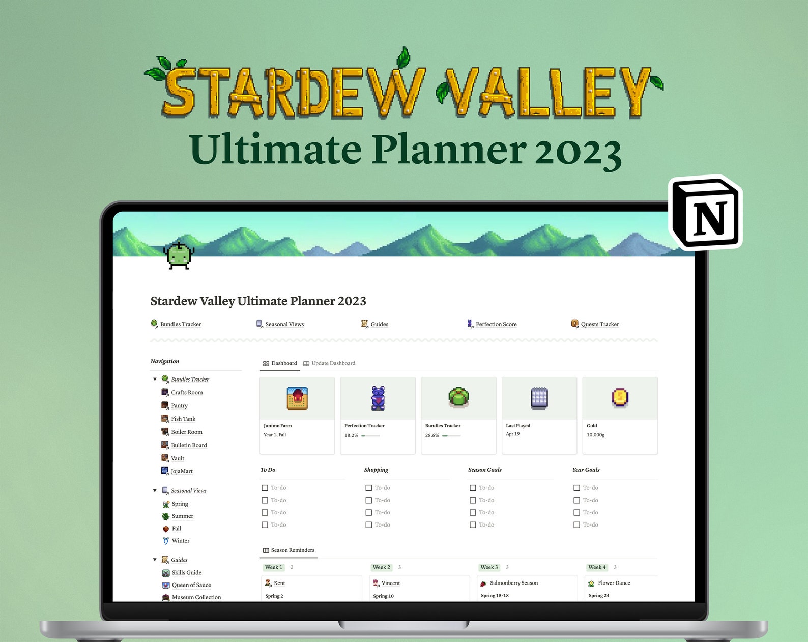 Stardew Valley Notion Planner, Stardew Valley Perfection Tracker ...