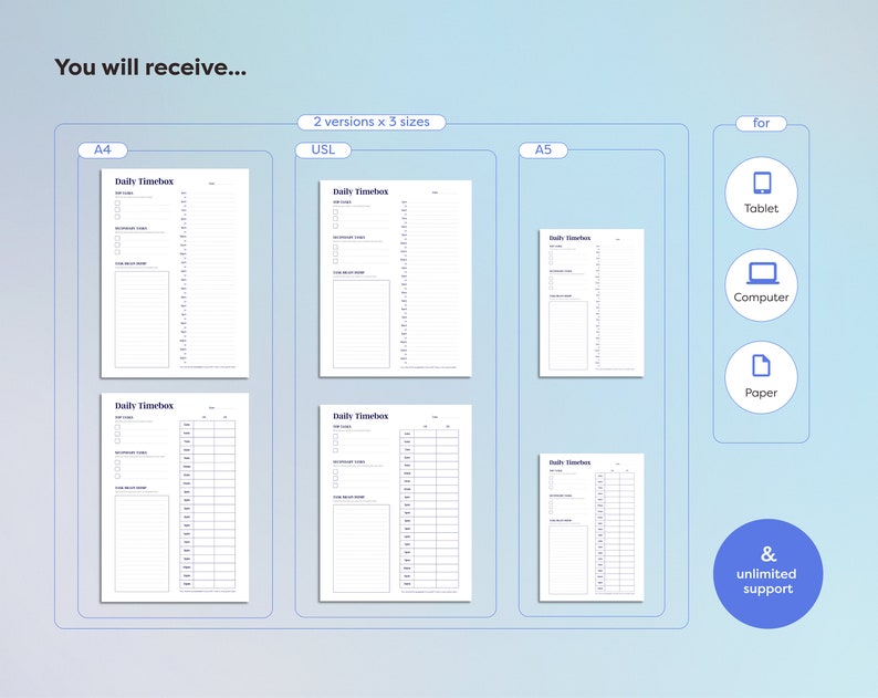 Timebox Daily Planner Printable Planner Ipad Planner Time - Etsy