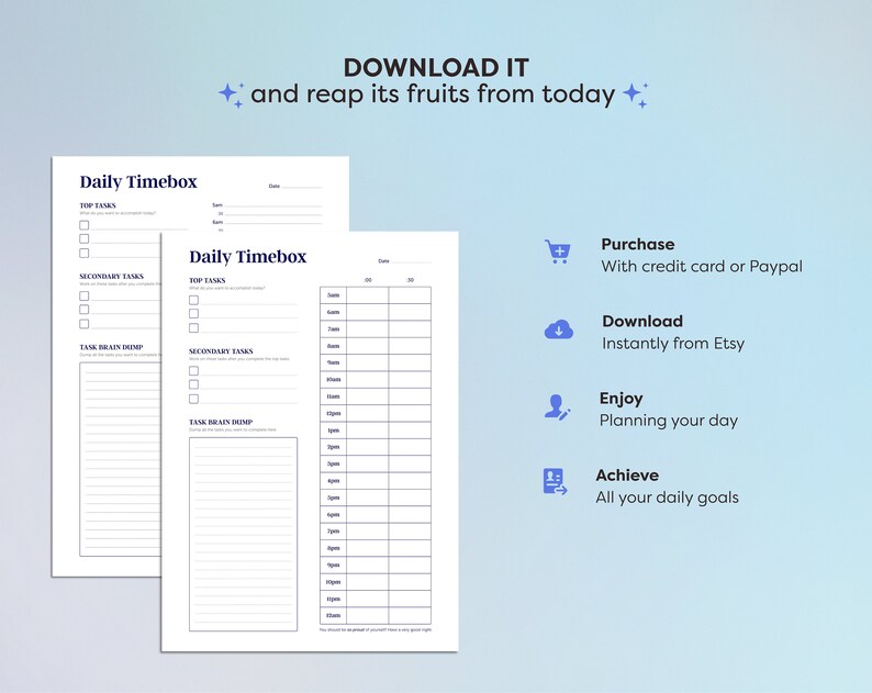Timebox Daily Planner Printable Planner Ipad Planner Time - Etsy