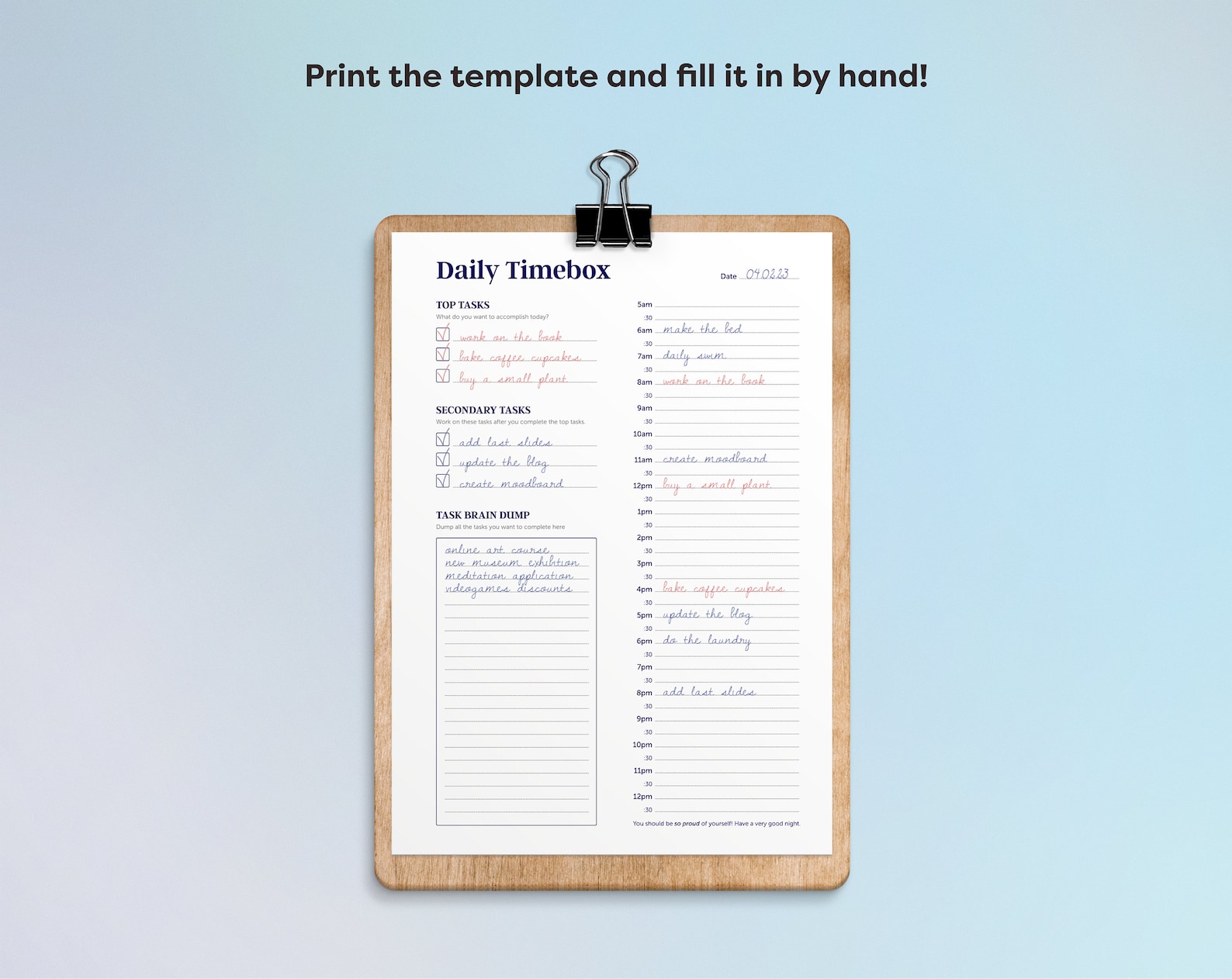 Timebox Daily Planner Printable Planner iPad Planner Time Block Journal ...