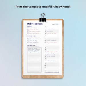 Timebox Daily Planner Printable Planner iPad Planner Time Block Journal ...