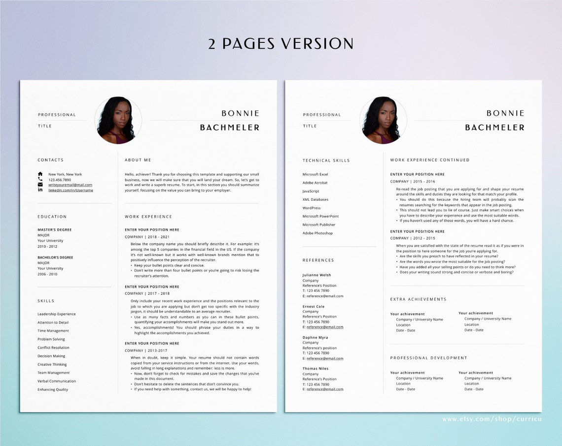 Minimalist Resume Template Word Professional Resume Cv Template ...