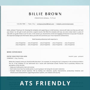 ATS Friendly Resume Template for Microsoft Word, Pages Cover Letter and ...