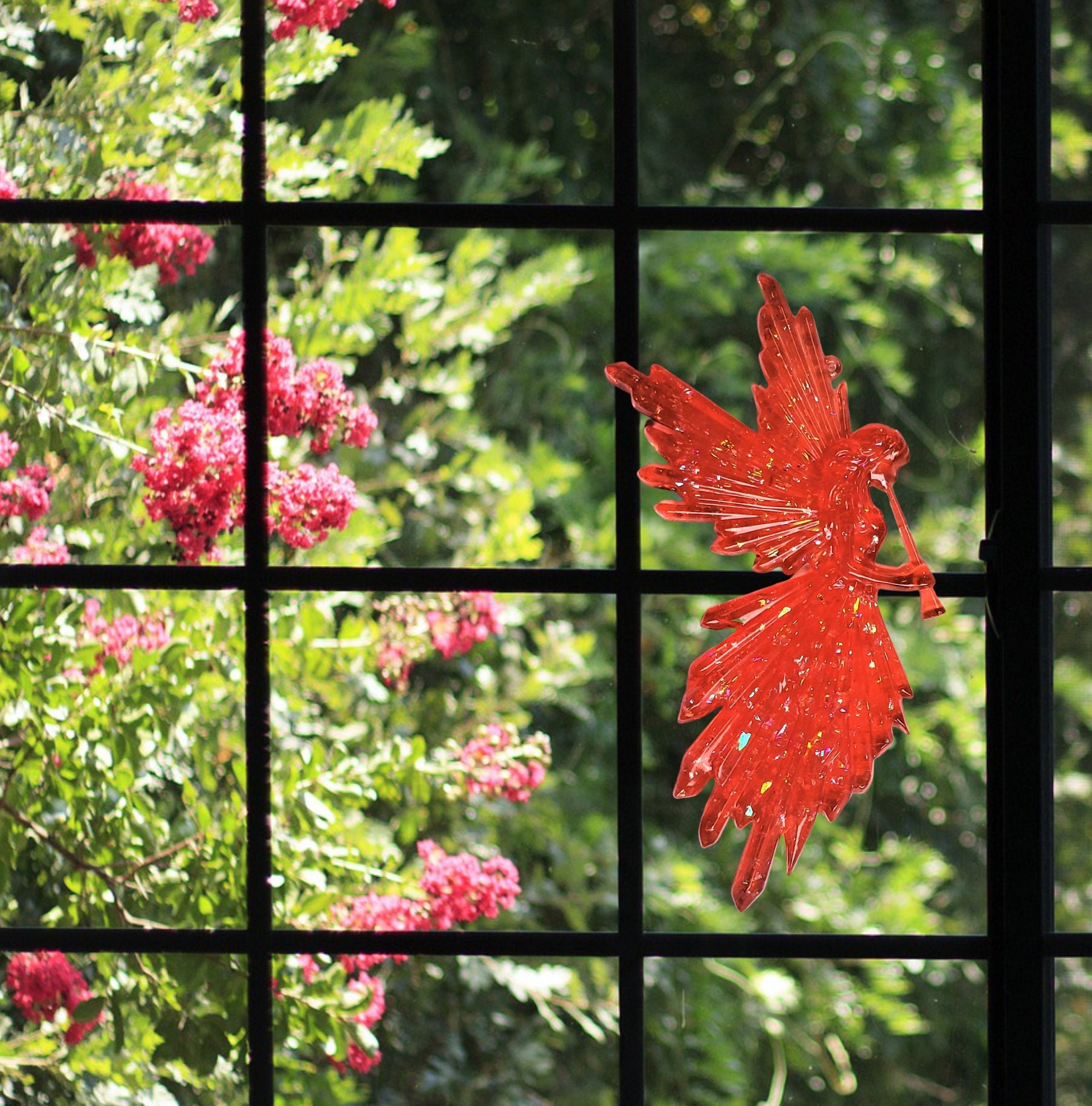 Ruby Red Birthstone Guardian Angel Iridescent Suncatcher July Perfect ...