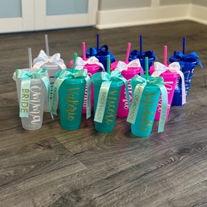 Personalized Plastic Tumblers / Bridesmaids Cups With Name and Date ...