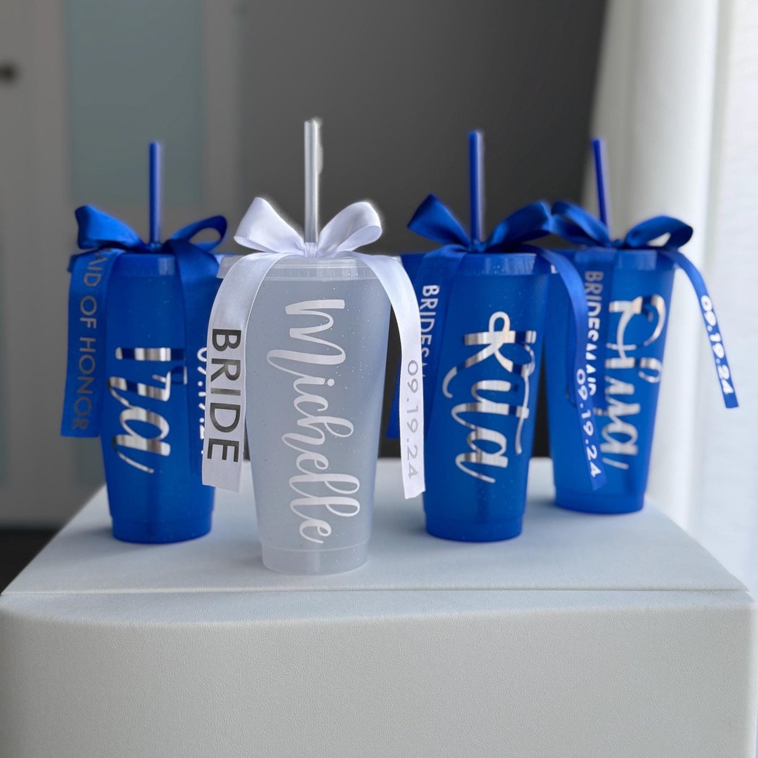 Personalized Plastic Tumblers / Bridesmaids Cups With Name and Date ...