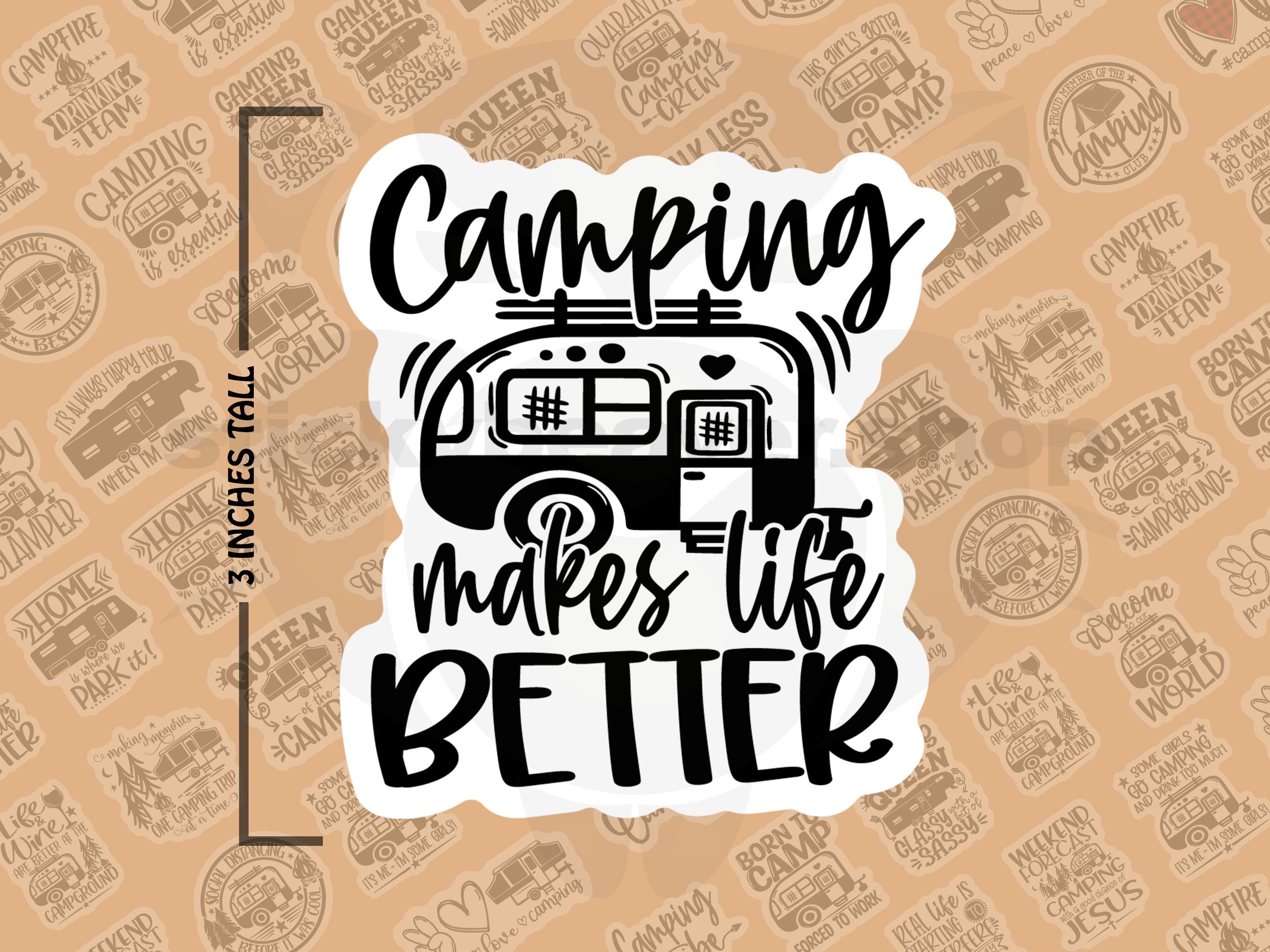 Camping Makes Life Better Vinyl Sticker, Water Bottle Decal, Bulk ...