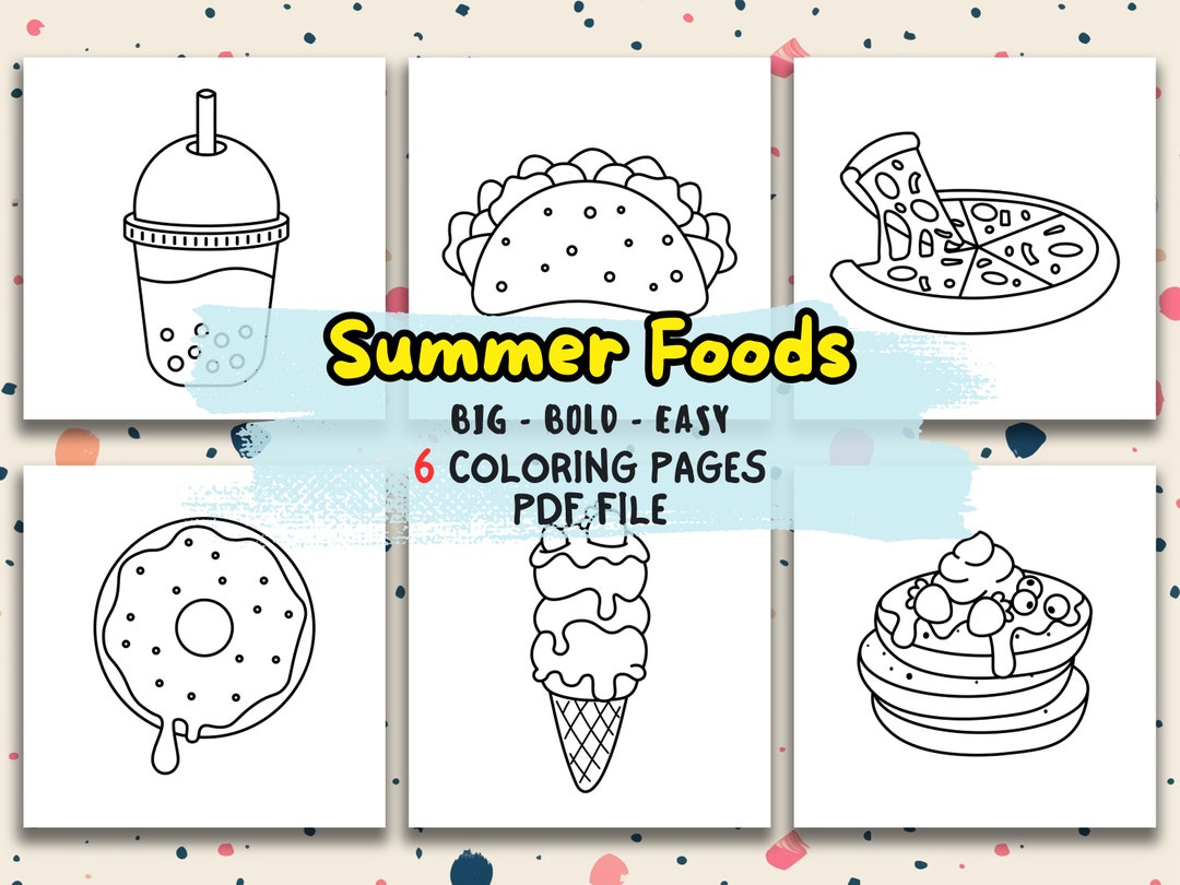 SUMMER FOODS Satisfying Coloring Pages by Hayat Arts | 6 Pages of ...
