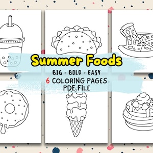 SUMMER FOODS Satisfying Coloring Pages by Hayat Arts | 6 Pages of ...