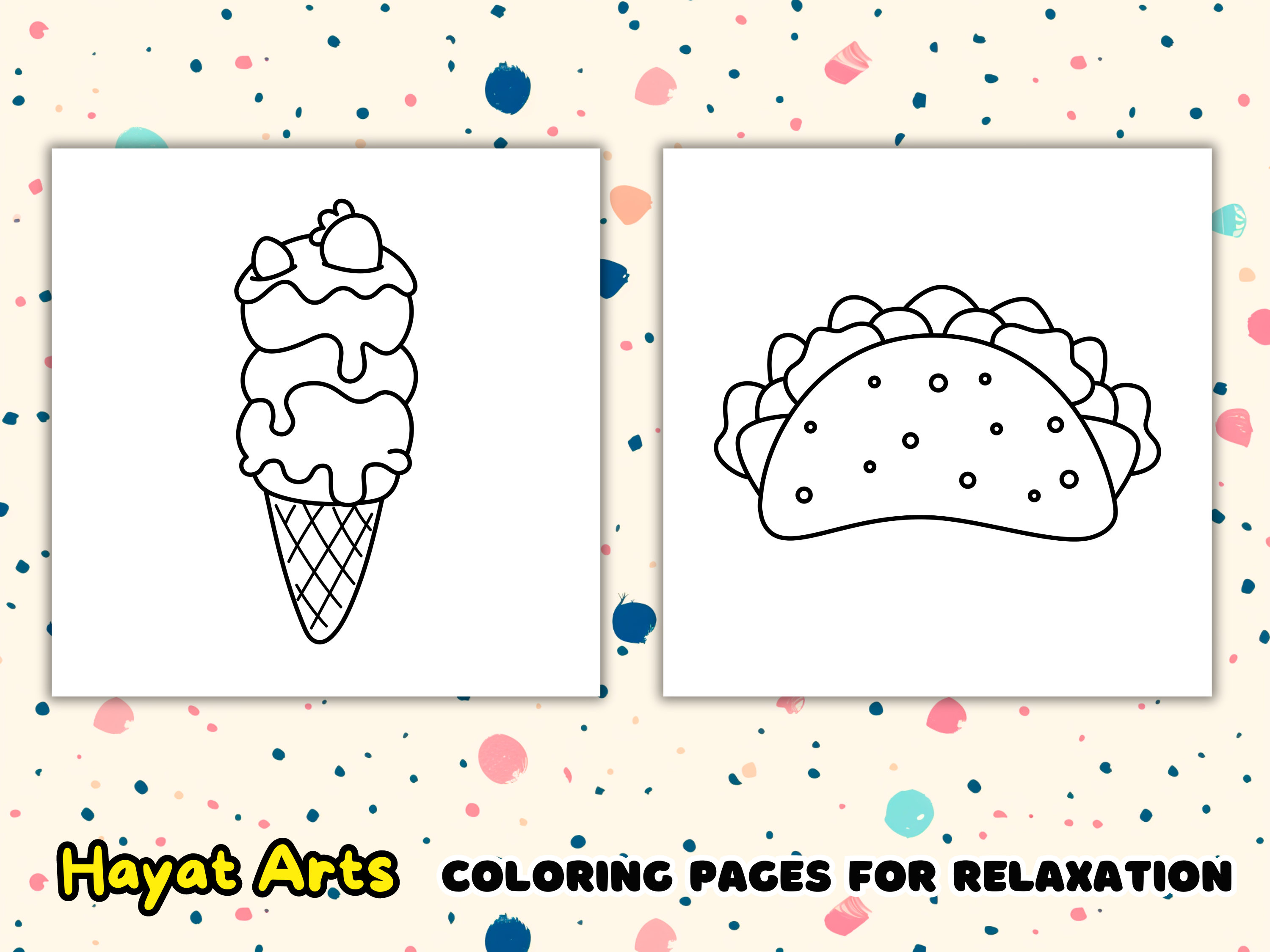 SUMMER FOODS Satisfying Coloring Pages by Hayat Arts | 6 Pages of ...