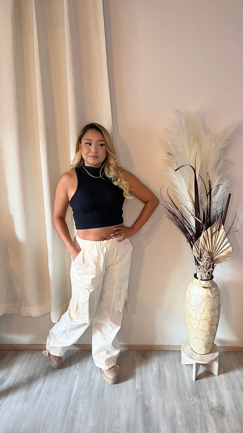 White Utility Cargo Pants Ajustable Bottoms - Etsy