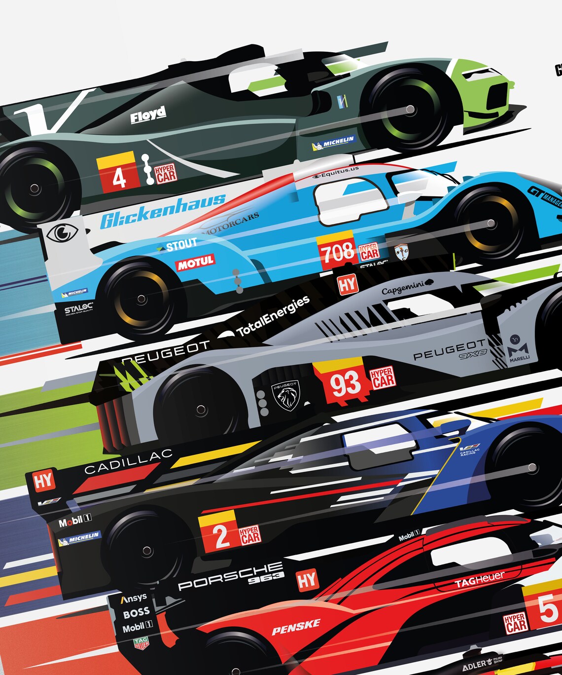 Le Mans 2023 Hypercars Poster Le Mans 24 Hours Of Le Mans Etsy