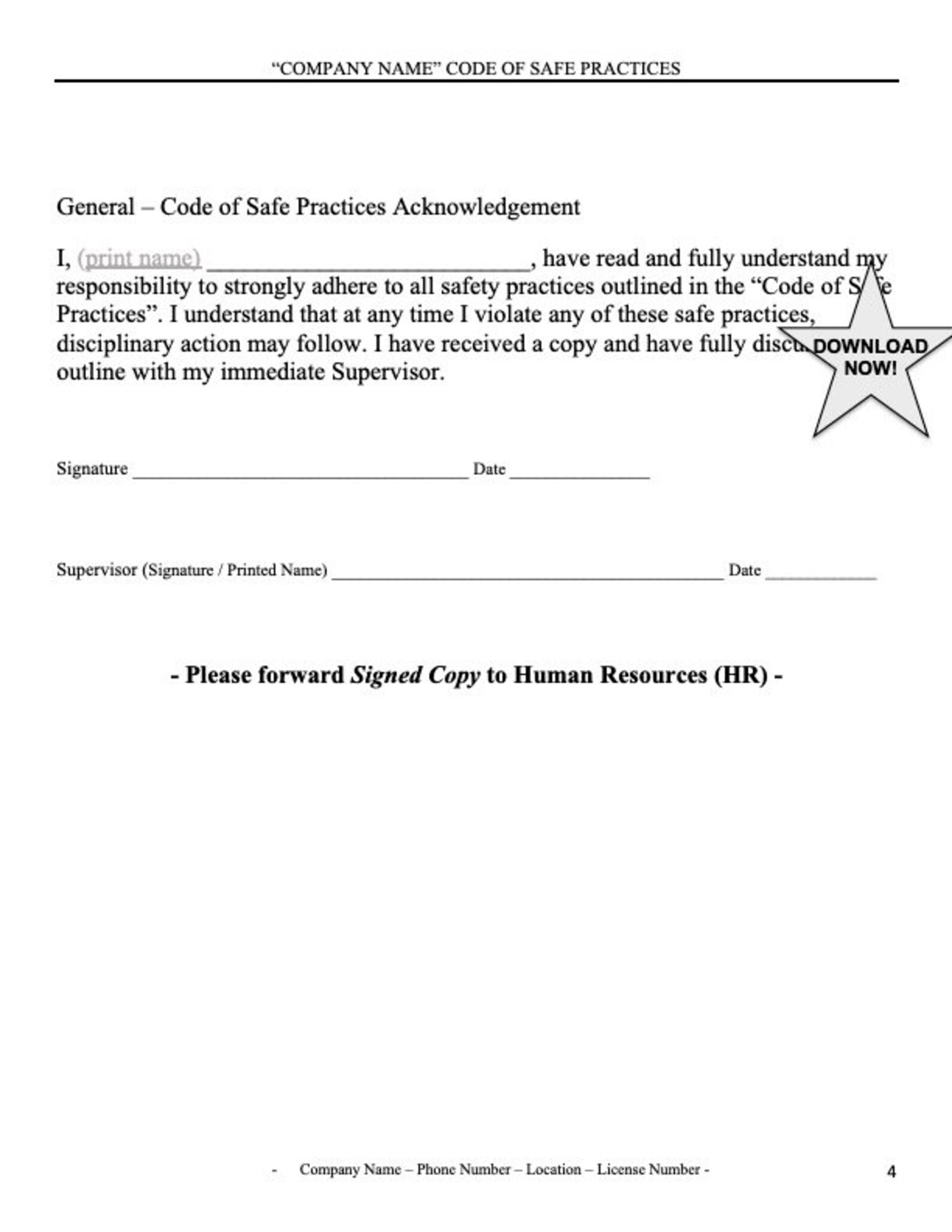 Code of Safe Practices Word-template - Etsy