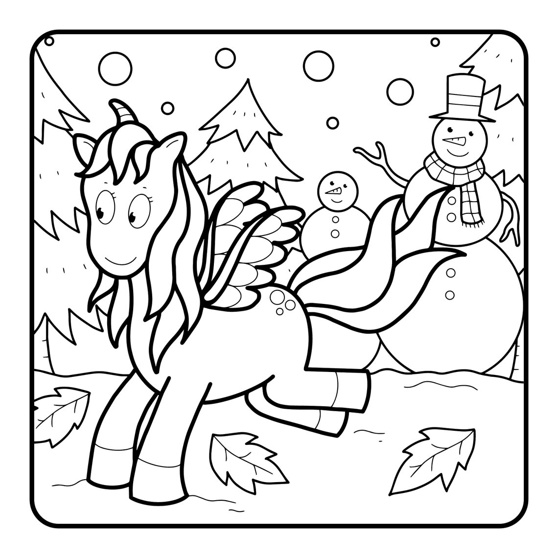 Unicorn Winter Coloring Pages - Etsy