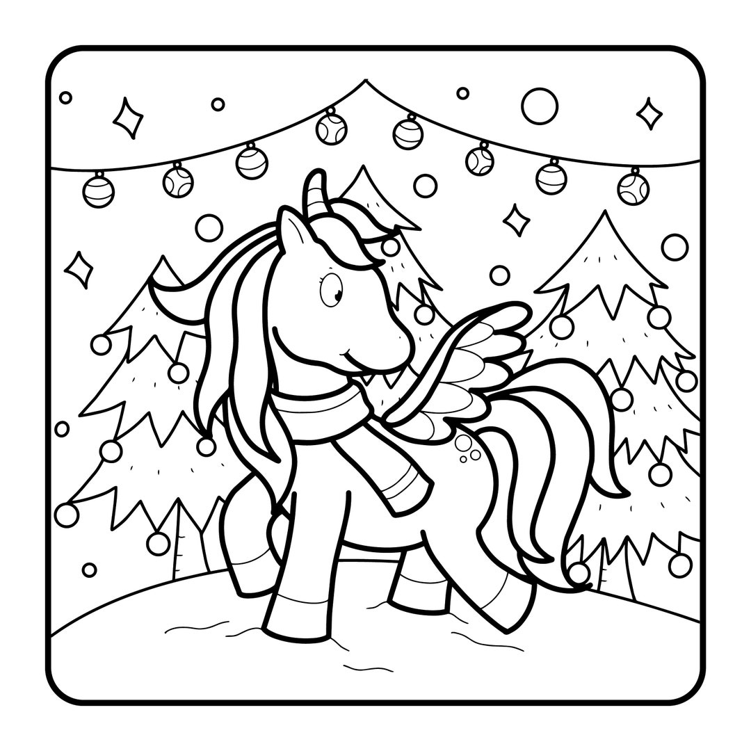 Unicorn Winter Coloring Pages - Etsy