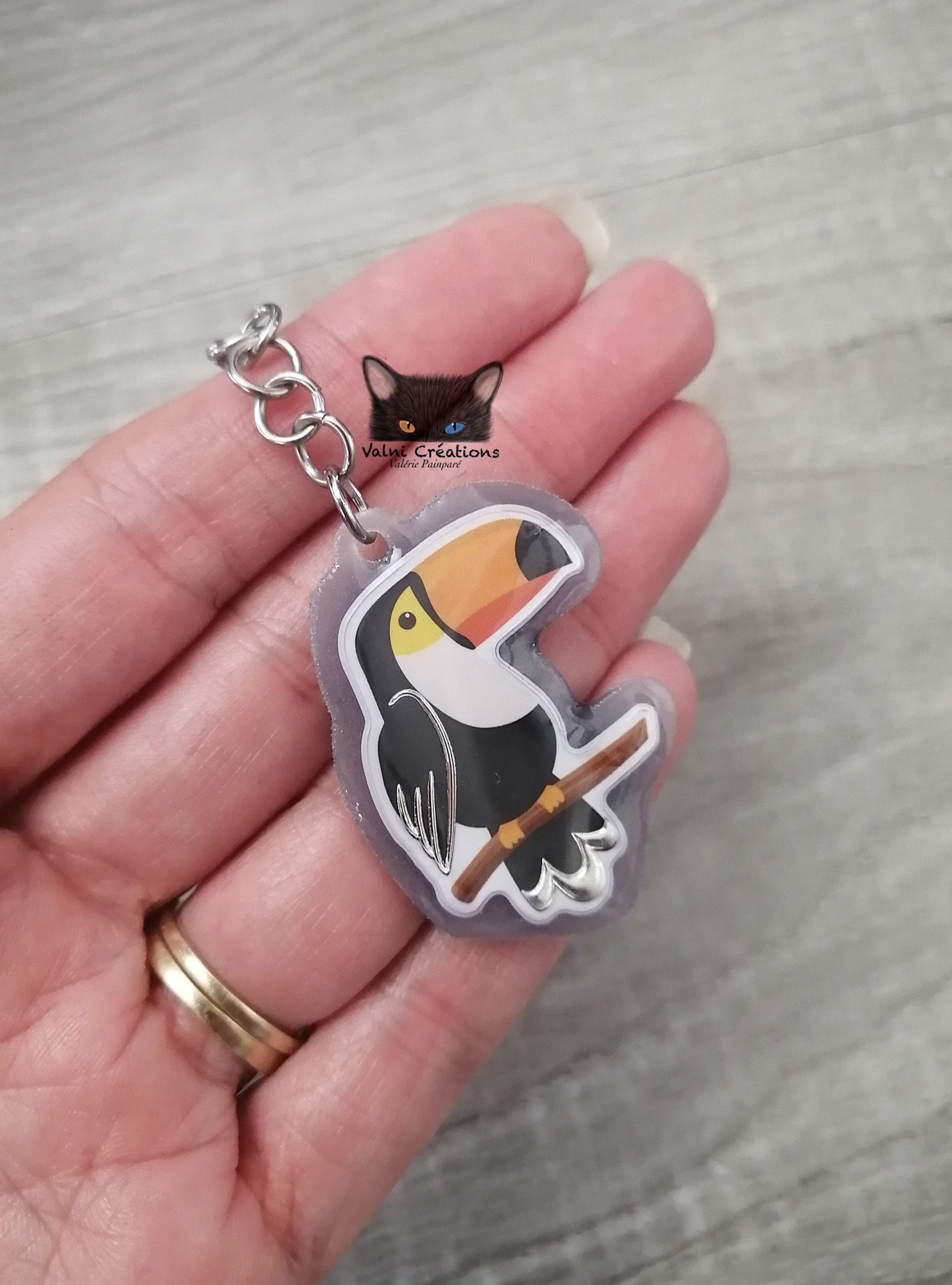 Porte-clés, keychains, Toucan, Bird, Oiseau, exotic, oiseau tropicaux, bag charm, parure de sac ...