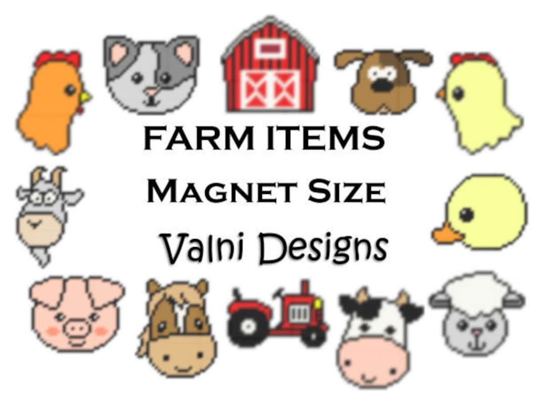 Plastic Canvas Pattern, Farm, Animals, Set of 12 Patterns, Magnets ...