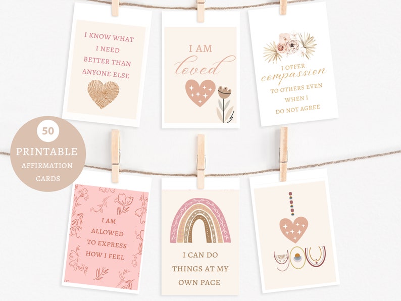 Boho Affirmation Cards, Printable Affirmations, Motivational Cards ...