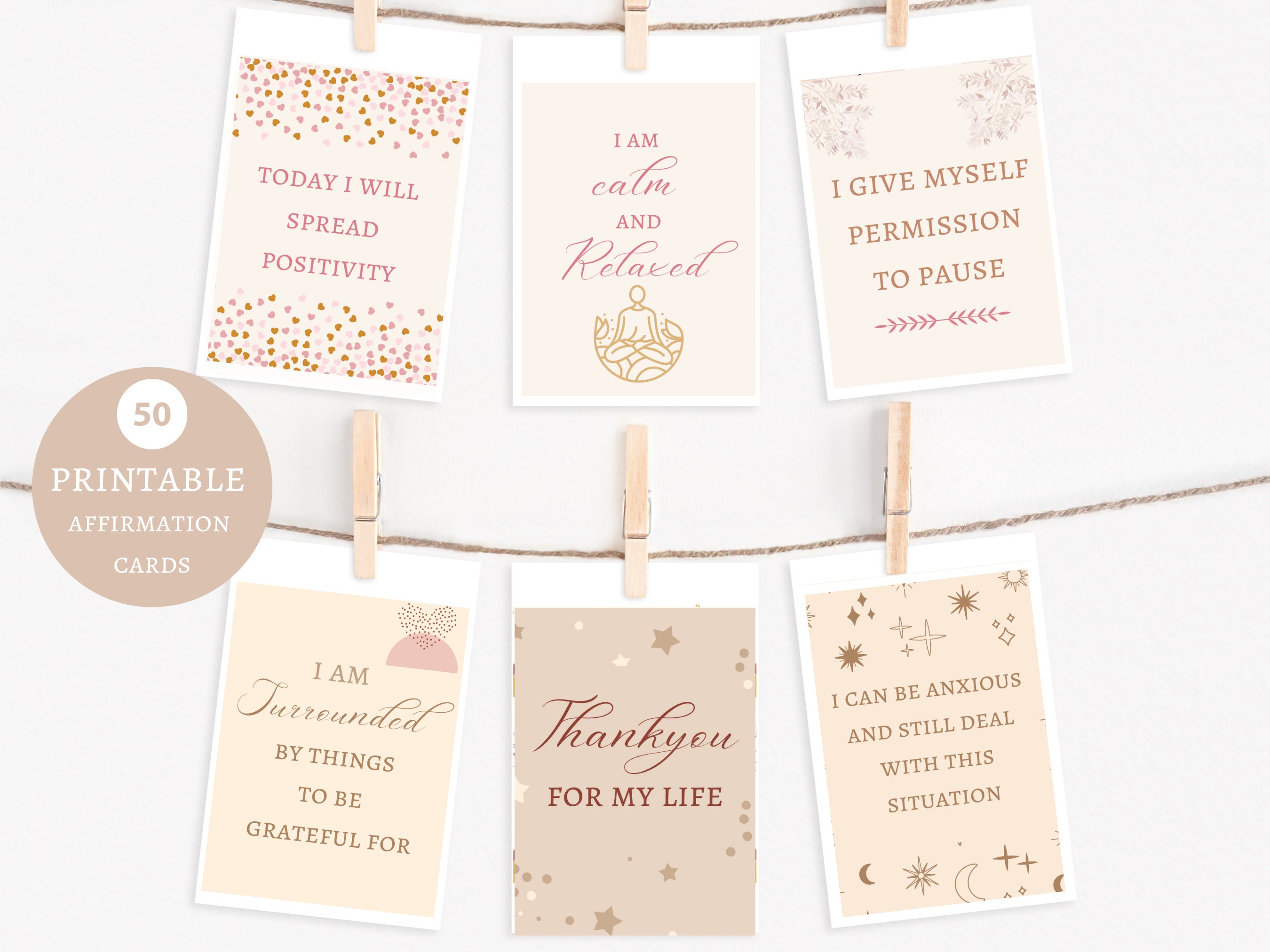 Boho Affirmation Cards, Printable Affirmations, Motivational Cards ...