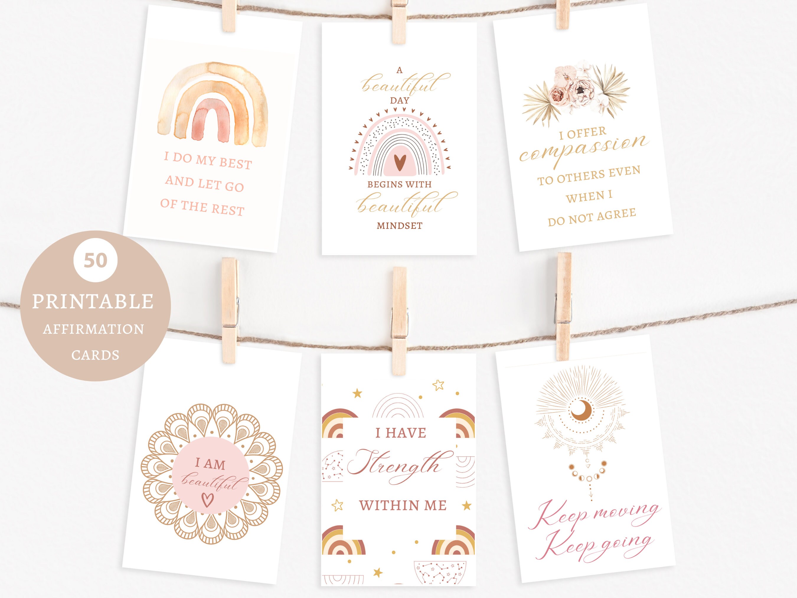 Boho Affirmation Cards, Printable Affirmations, Motivational Cards ...