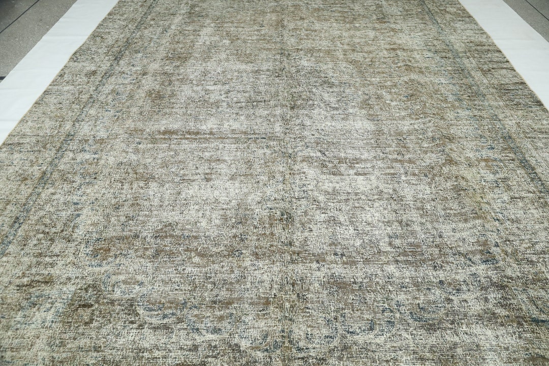 Faded 8x12 Ft Kashan Persian Style Area Rug Vintage Hand Knotted ...