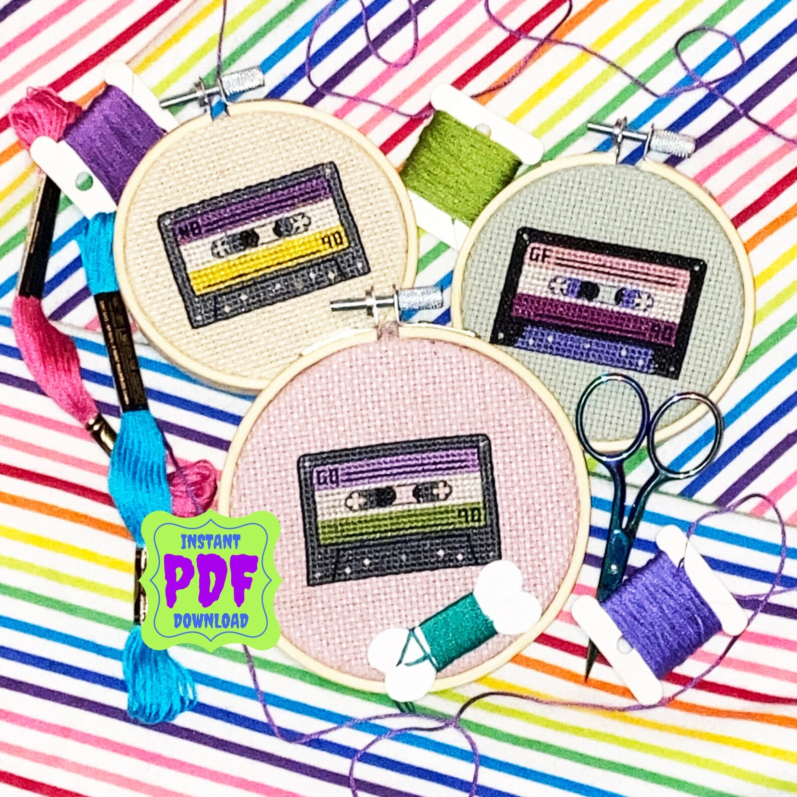 PDF Gender Mixtape Cross Stitch Pattern Non-binary Gender - Etsy