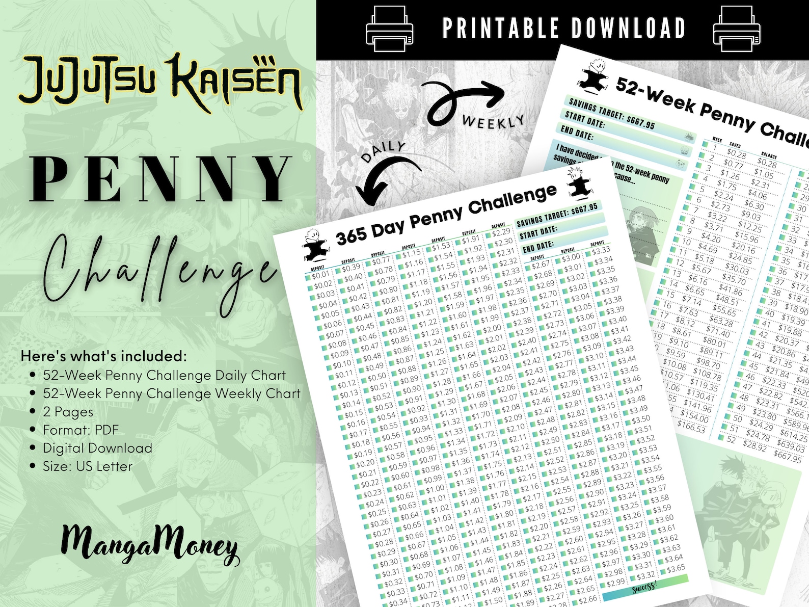 Anime 365 Day Penny Savings Challenge || 52 Week Savings Challenge ...