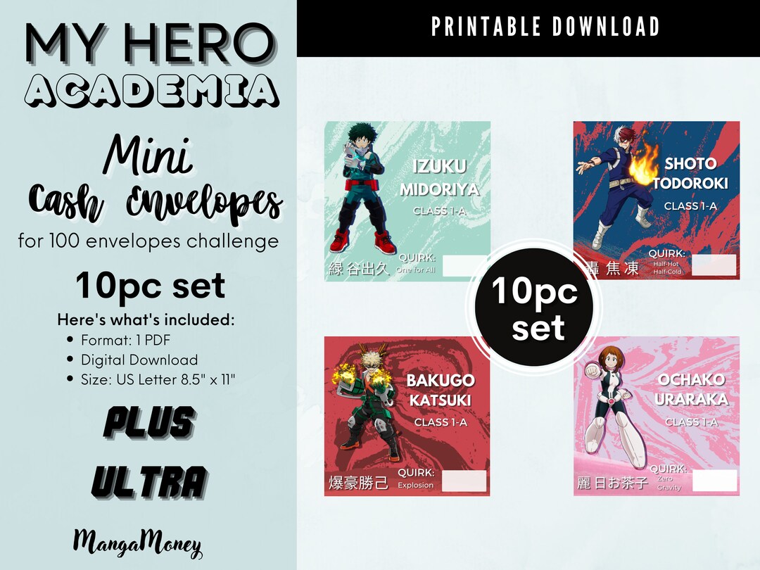 10pc Anime Mini Cash Envelopes | 100 Envelopes Challenge | Wallet ...