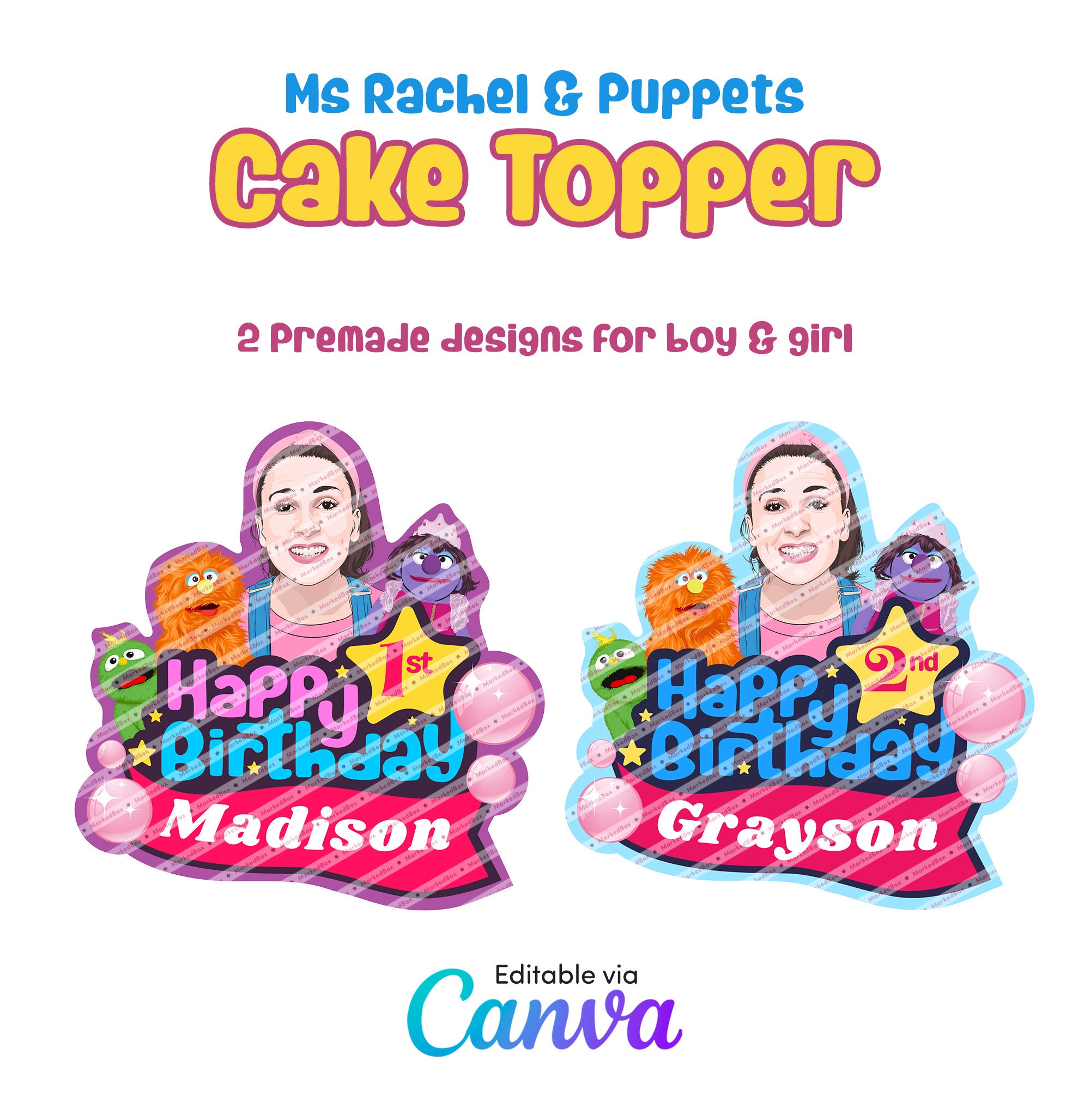 Ms Rachel Cake Topper, Songs for Littles, Digital Printable Birthday ...