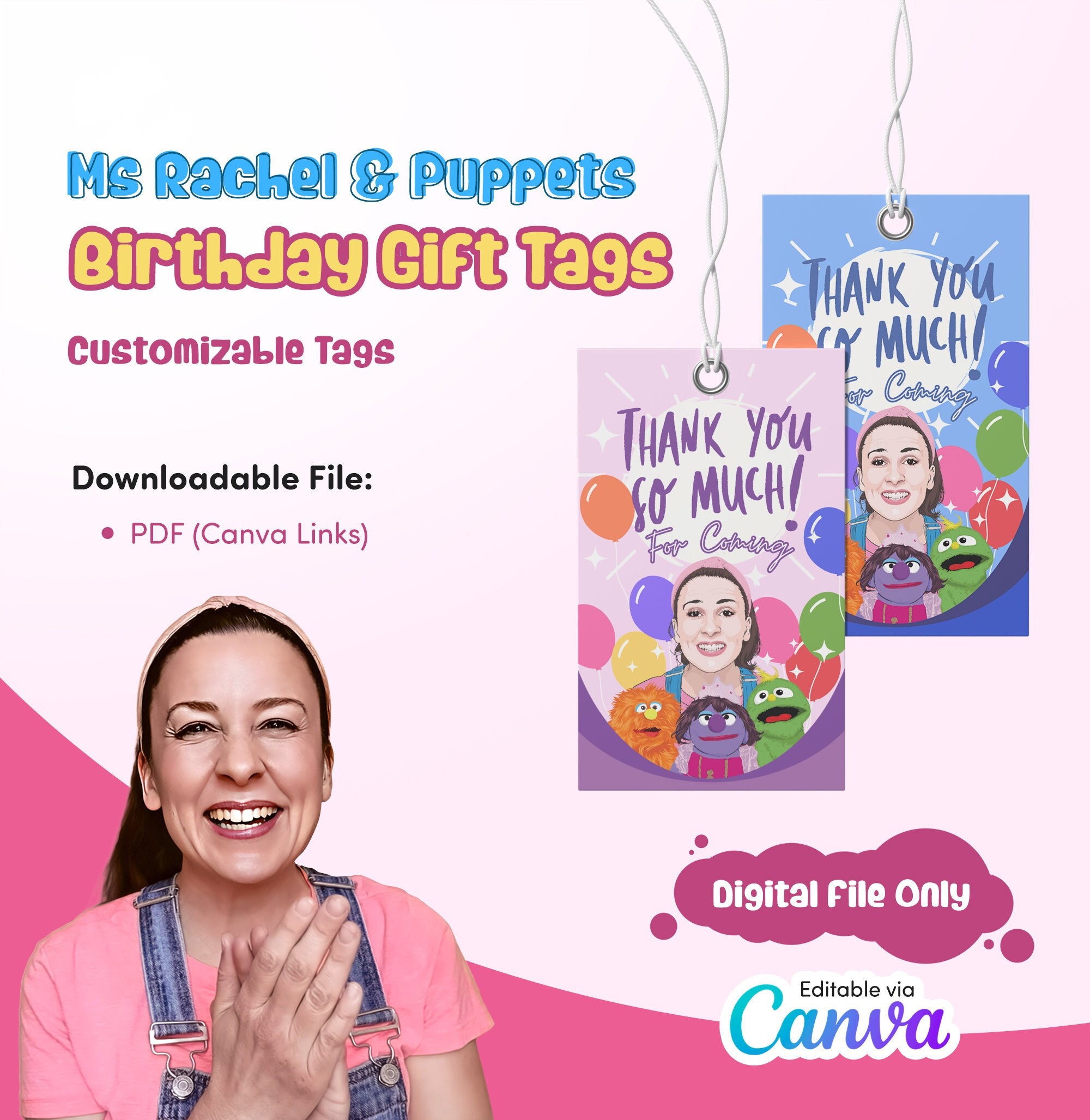 Ms Rachel Birthday Gift Tags, Songs for Littles Birthday Decoration ...