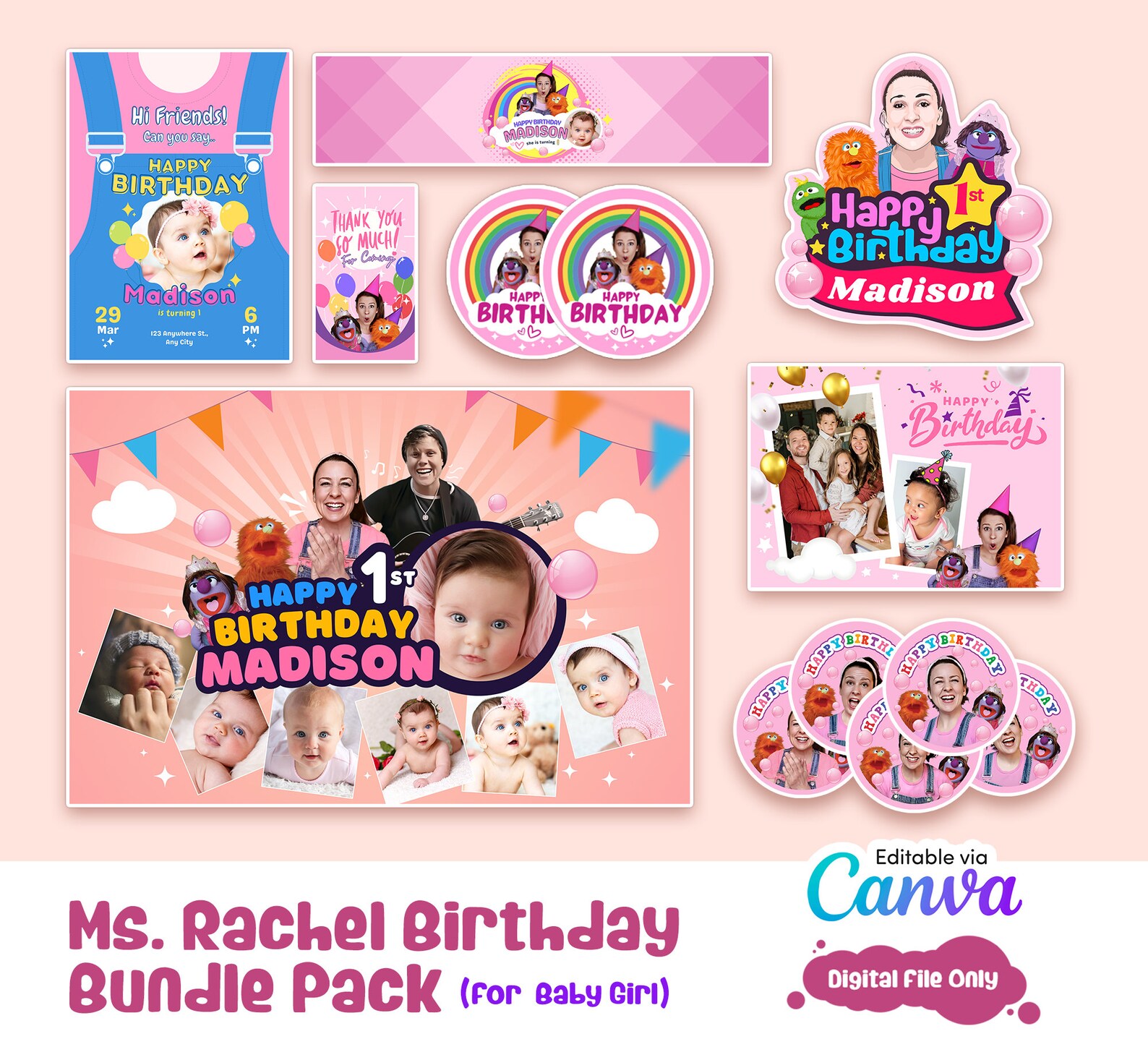 Ms Rachel Birthday Bundle Pack for Girl, Songs for Littles Birthday ...
