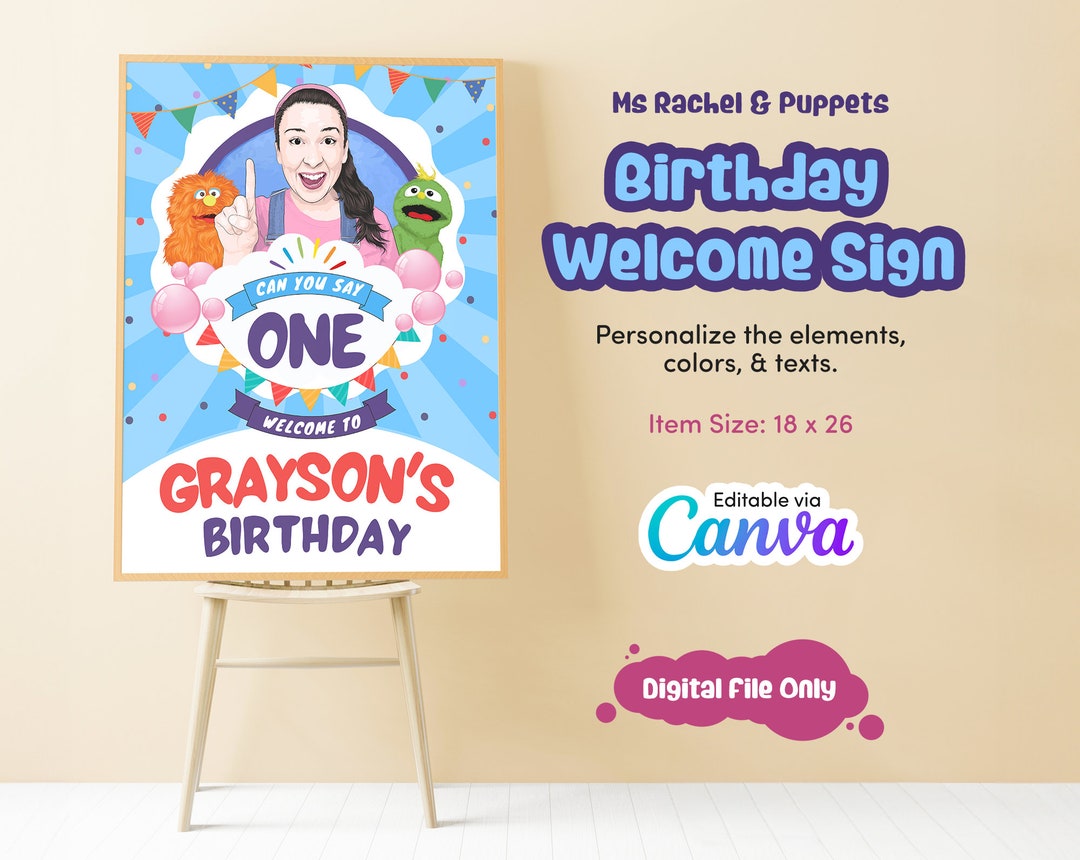 Ms Rachel Birthday Welcome Sign, Birthday Decoration, Songs for Littles ...