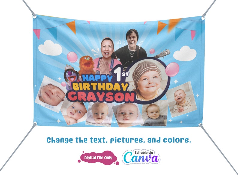 Ms Rachel Birthday Banner Backdrop Blue, Ms Rachel Birthday Banner for ...