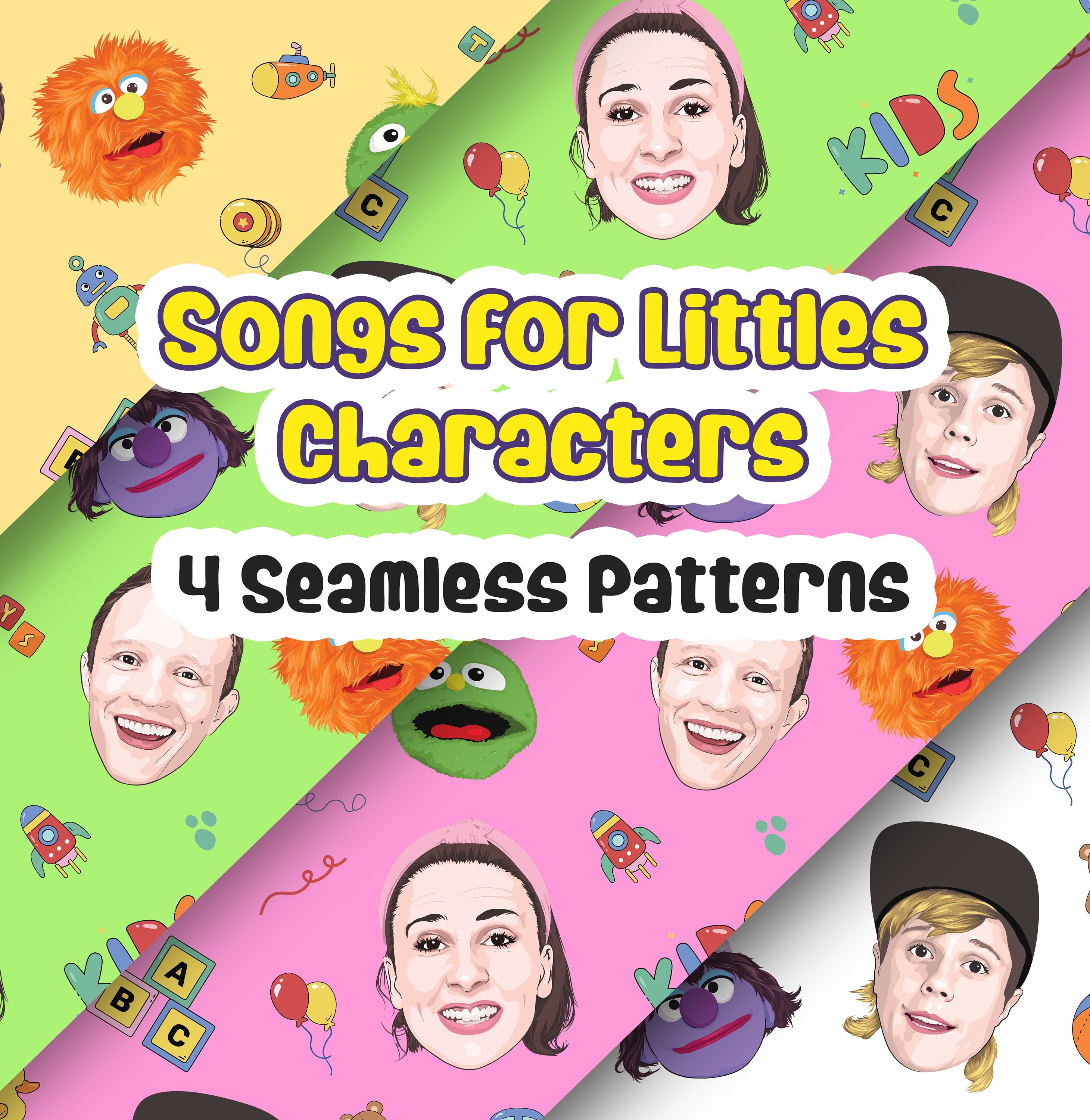 Ms Rachel Seamless Patterns Songs for Littles Characters Friends ...