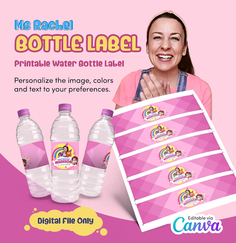 Ms. Rachel Water Bottle Label, Songs for Littles Water Bottle Label ...